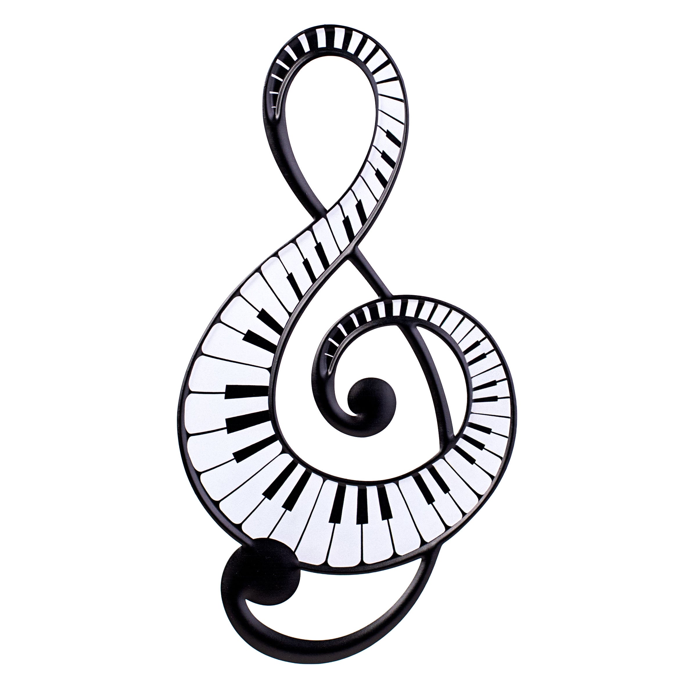 16" Metal Embossed Hanger: Piano Key Treble Clef