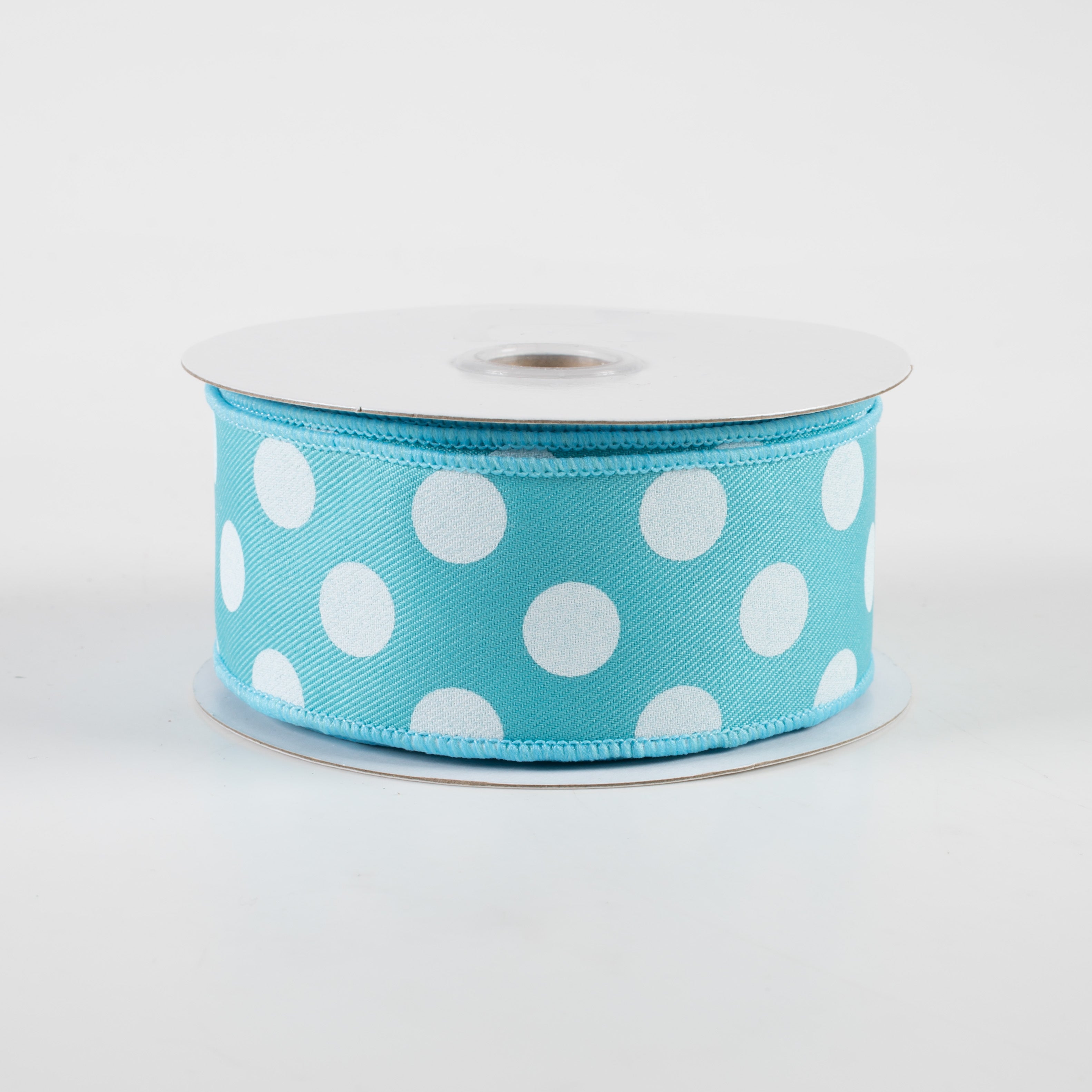 1.5" Polka Dots Ribbon: Turquoise & White (10 Yards)