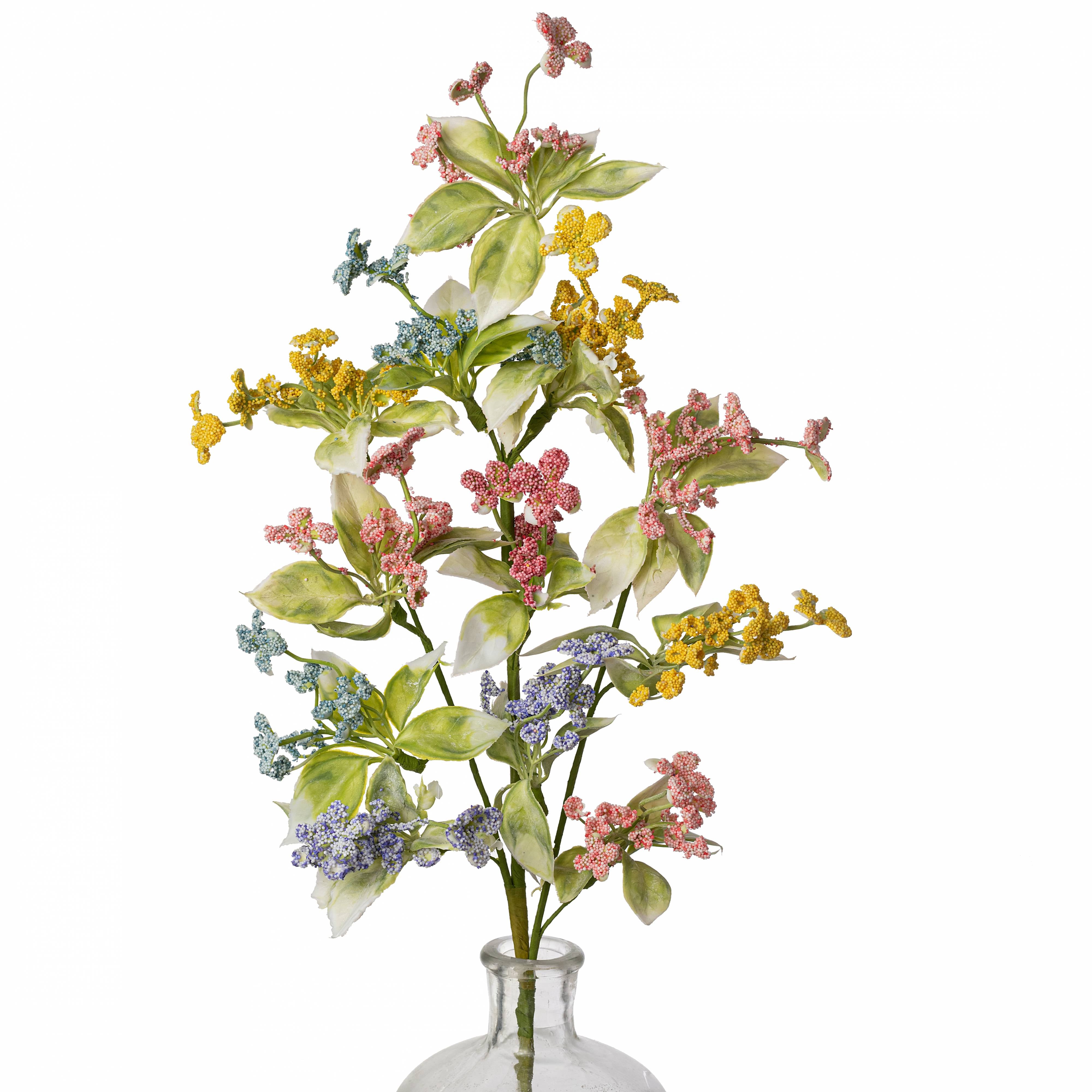 24" Beaded Mixed Flower Spray: Pastel Multicolor