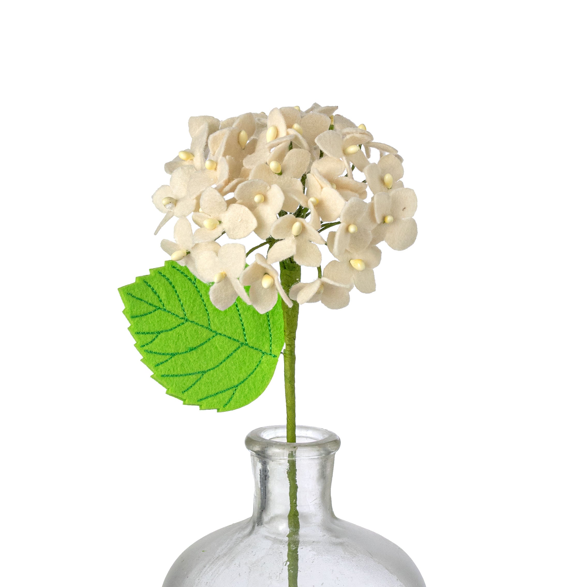 16" Felt Hydrangea Flower Stem: Cream