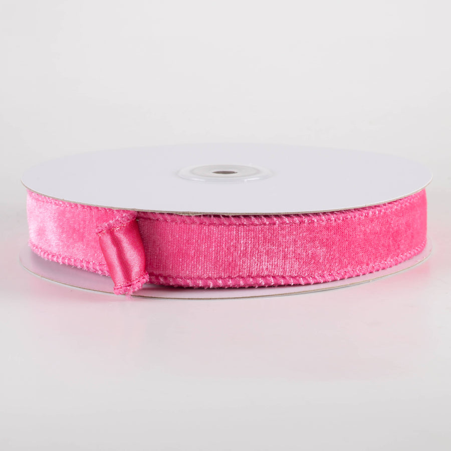 7/8" Deluxe Velvet Satin Backing Ribbon: Hot Pink (10 Yards)