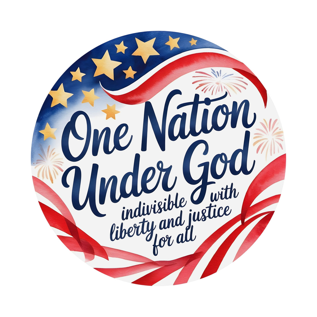 9.4" Round Waterproof Sign: One Nation Under God Patriotic Pledge