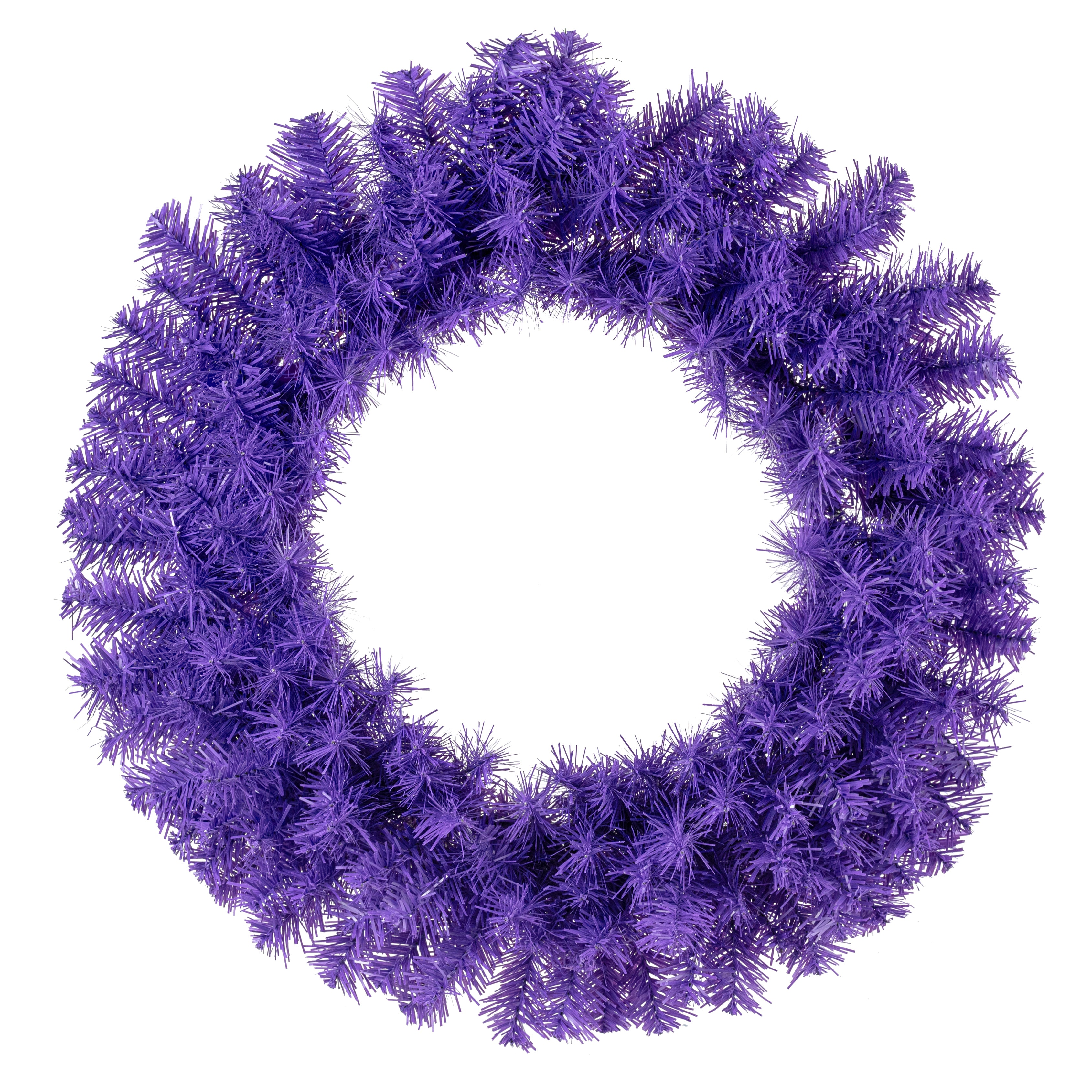 24" Pine PVC Wreath: Purple (180 Tips)