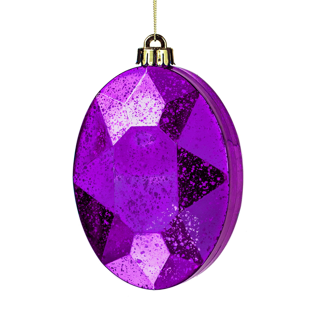 6.5" Antiqued Oval Gem Ornament: Mercury Purple