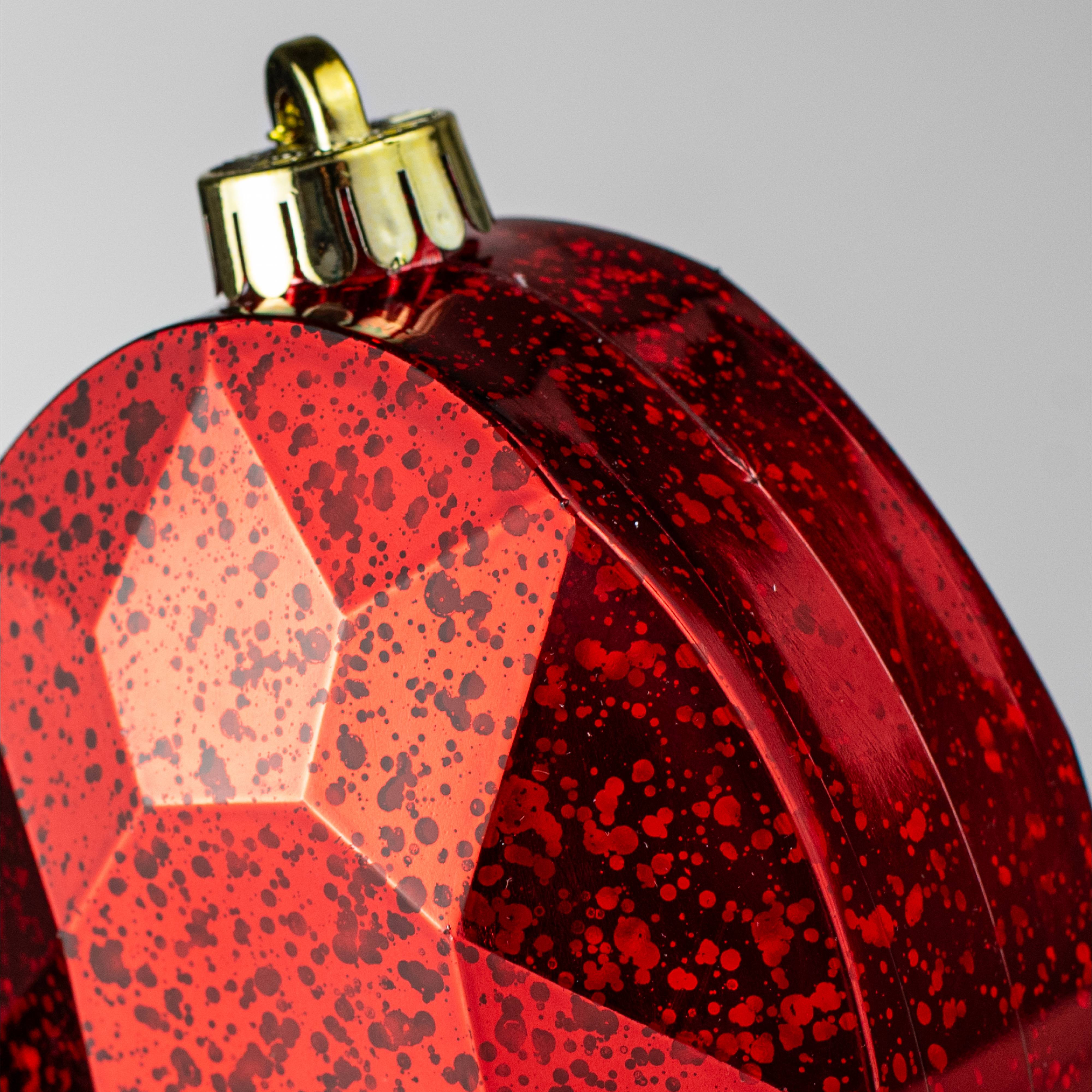 6.5" Antiqued Oval Gem Ornament: Mercury Red