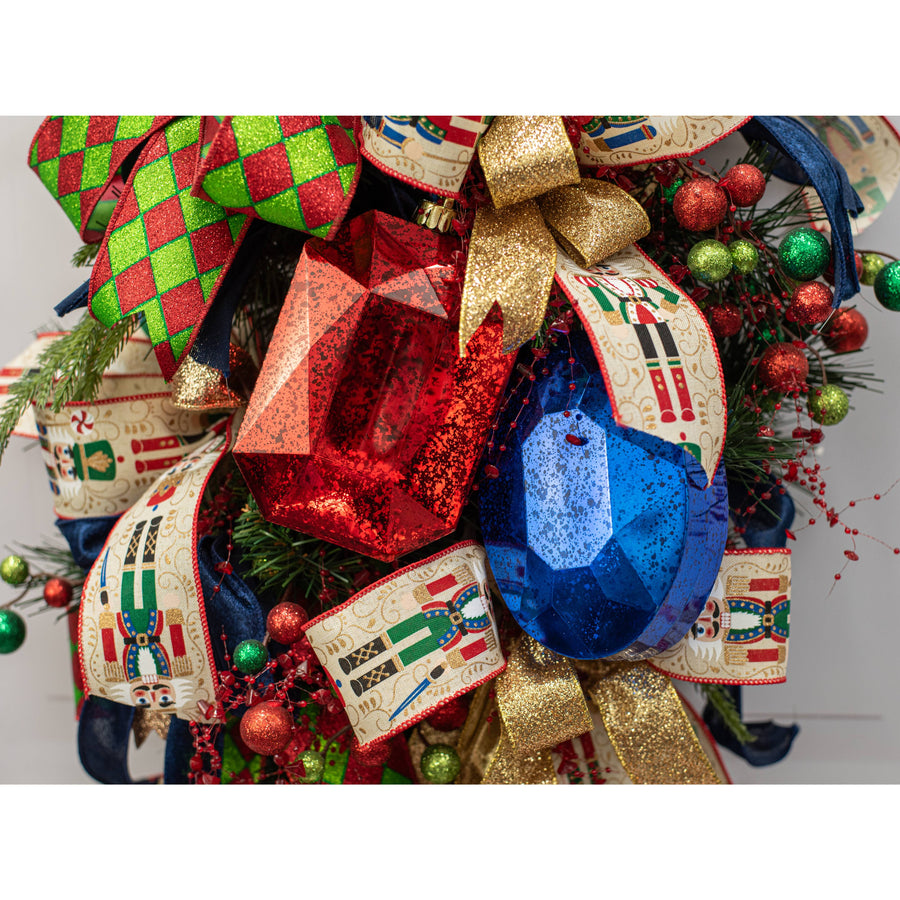 6.25" Antiqued Rectangle Gem Ornament: Mercury Red