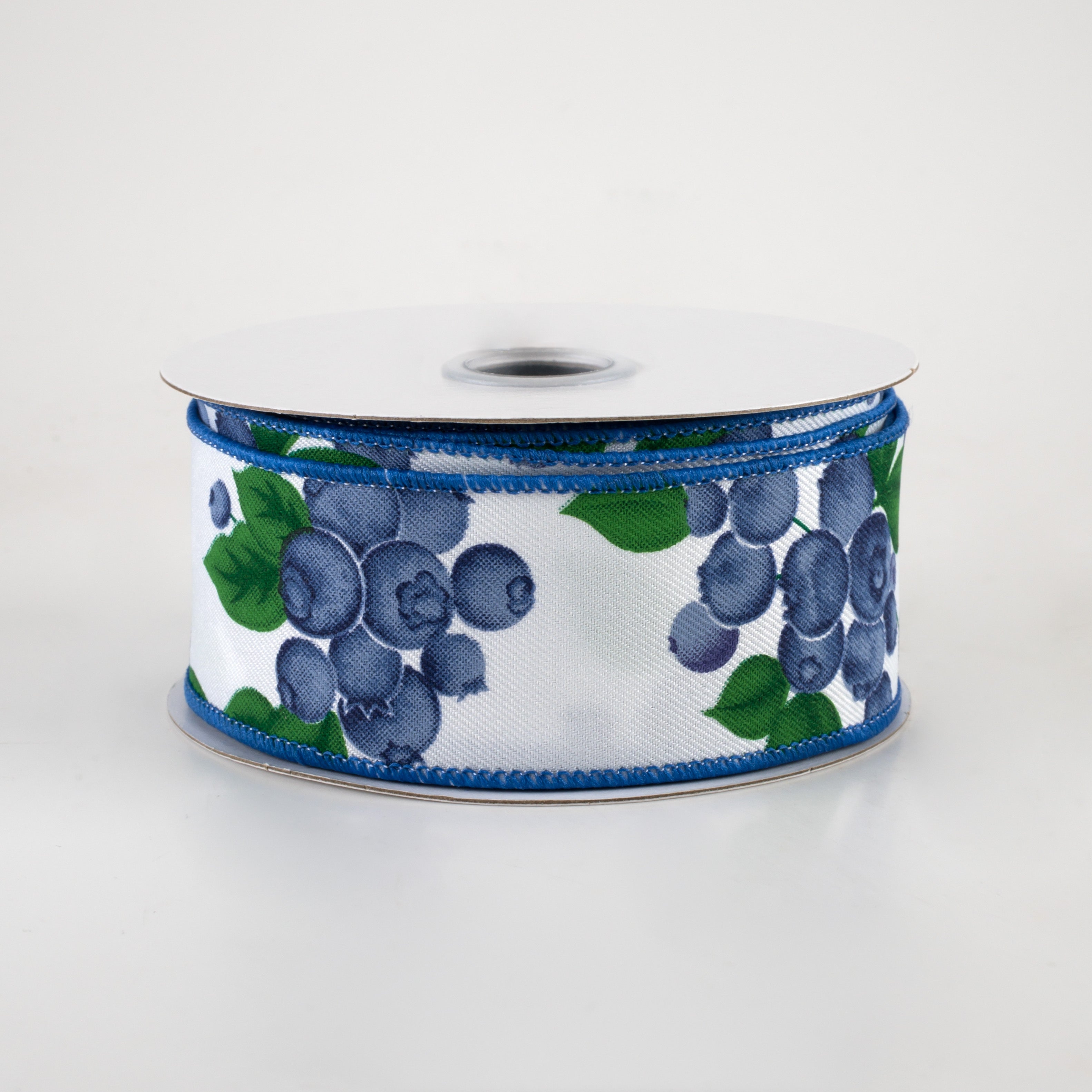 1.5" Blueberries Ribbon: White (10 Yards)