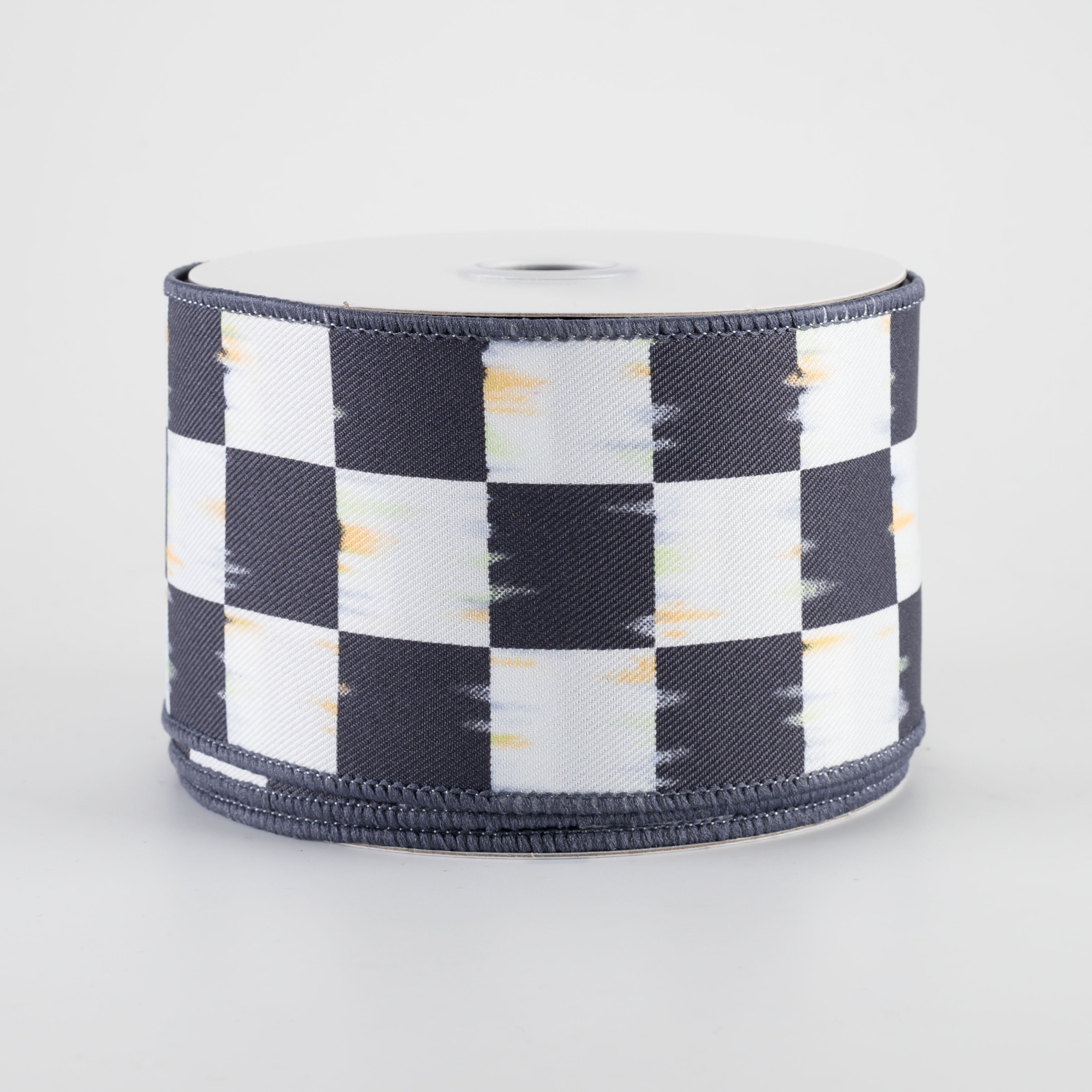 2.5" Bold Antique Checkerboard Ribbon: Black & White Multicolor