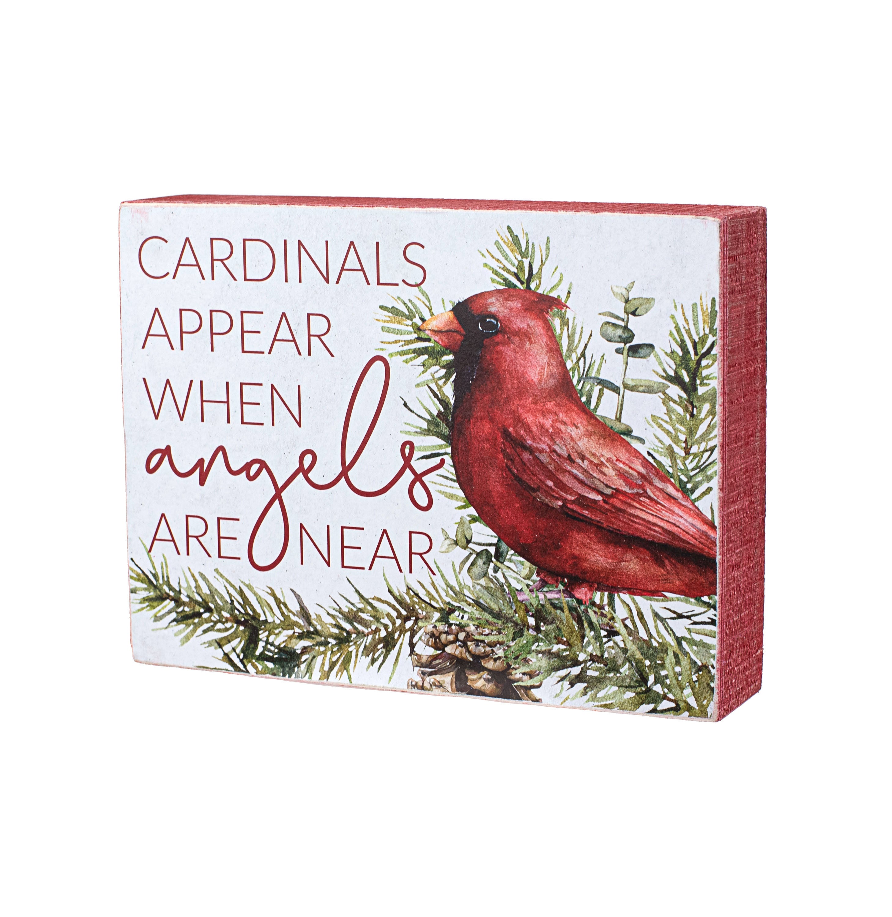 8" Cardinal Angels Box Sign