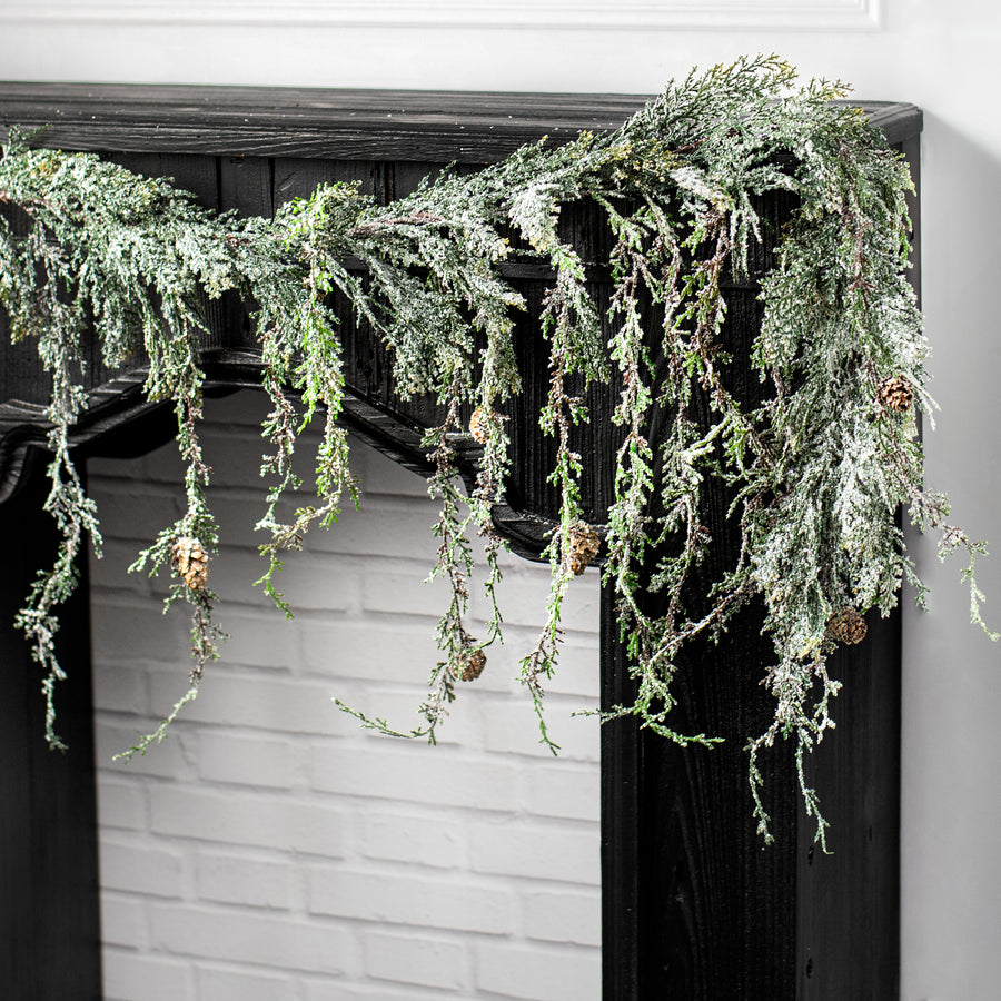 6' Cascading Iced Cedar Garland