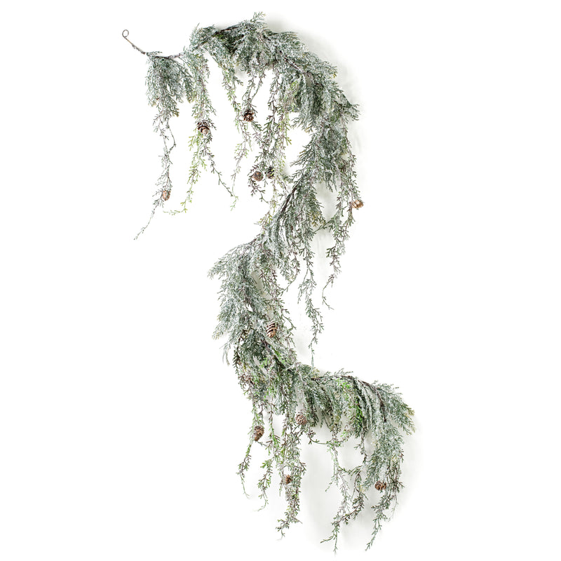 6' Cascading Iced Cedar Garland