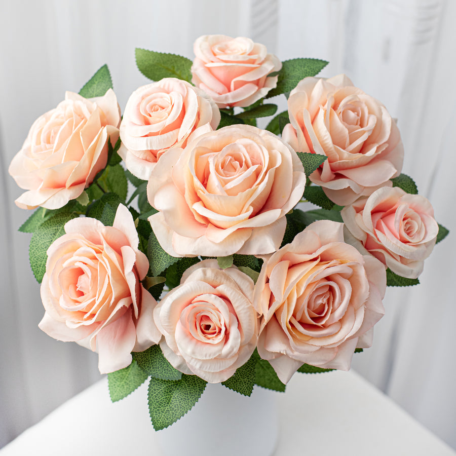 20" Celine Rose Bush: Blush Pink (9 Stem)