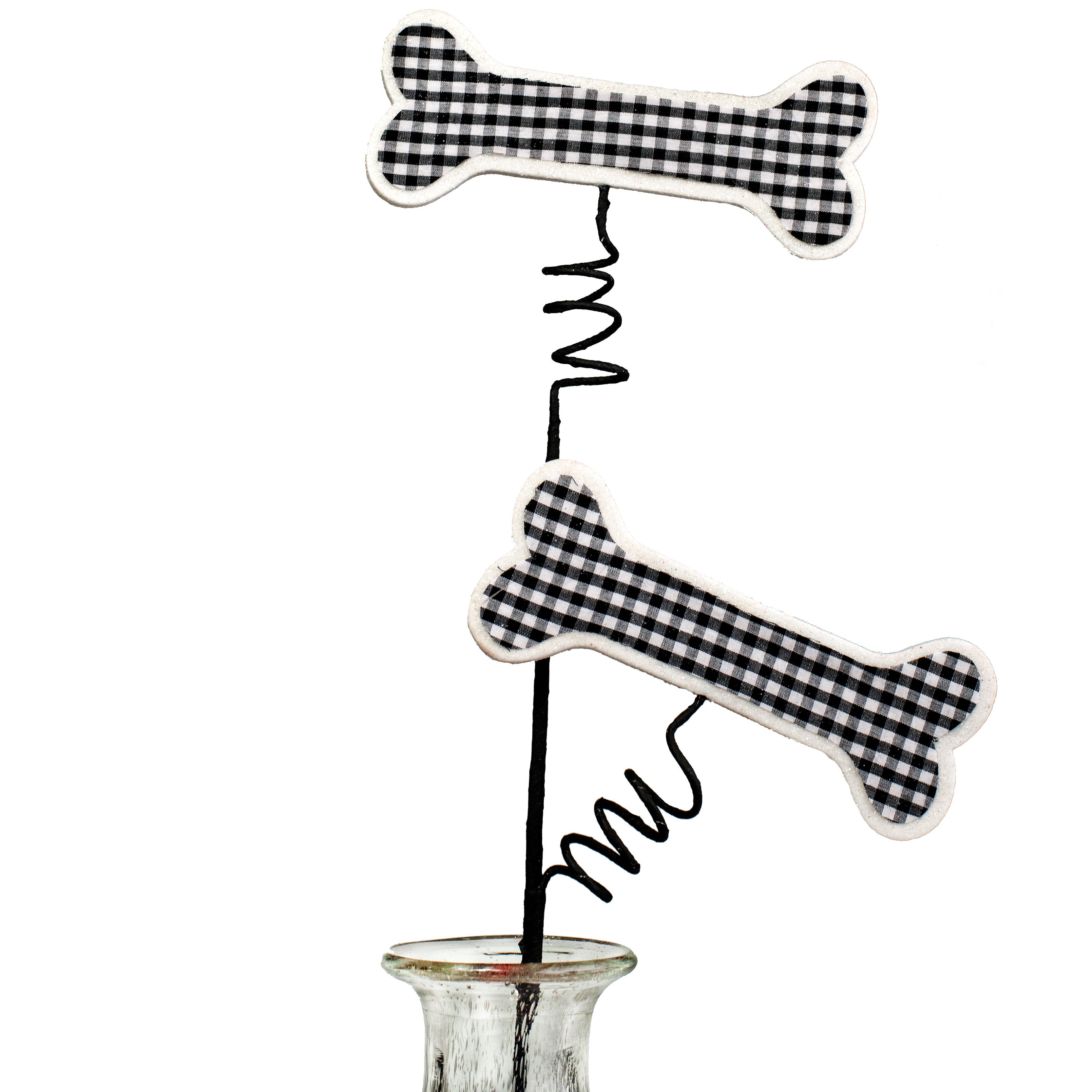 23" Check Dog Bone Spray: Black