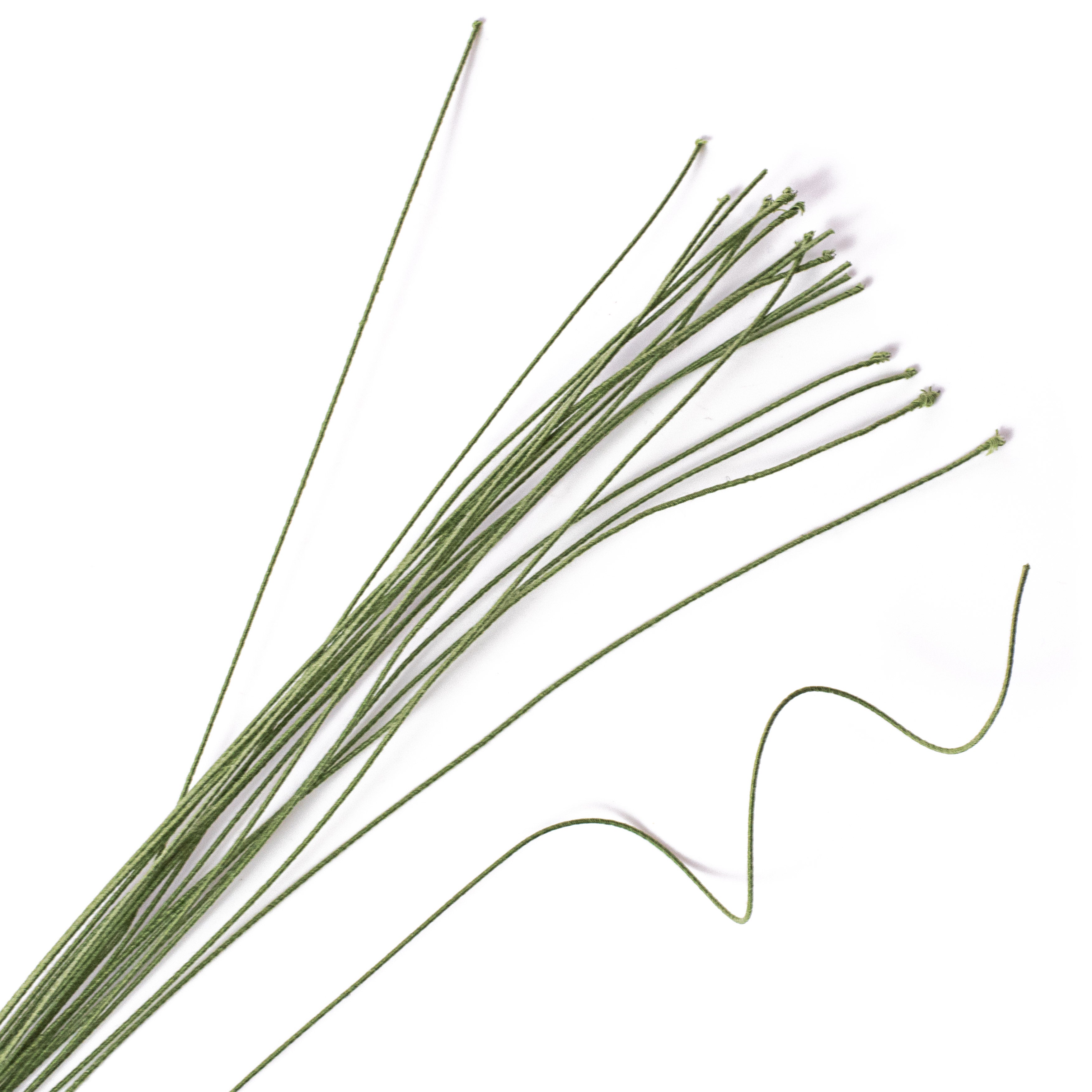 18" Cloth Stem Wire: Green (20 Pcs)