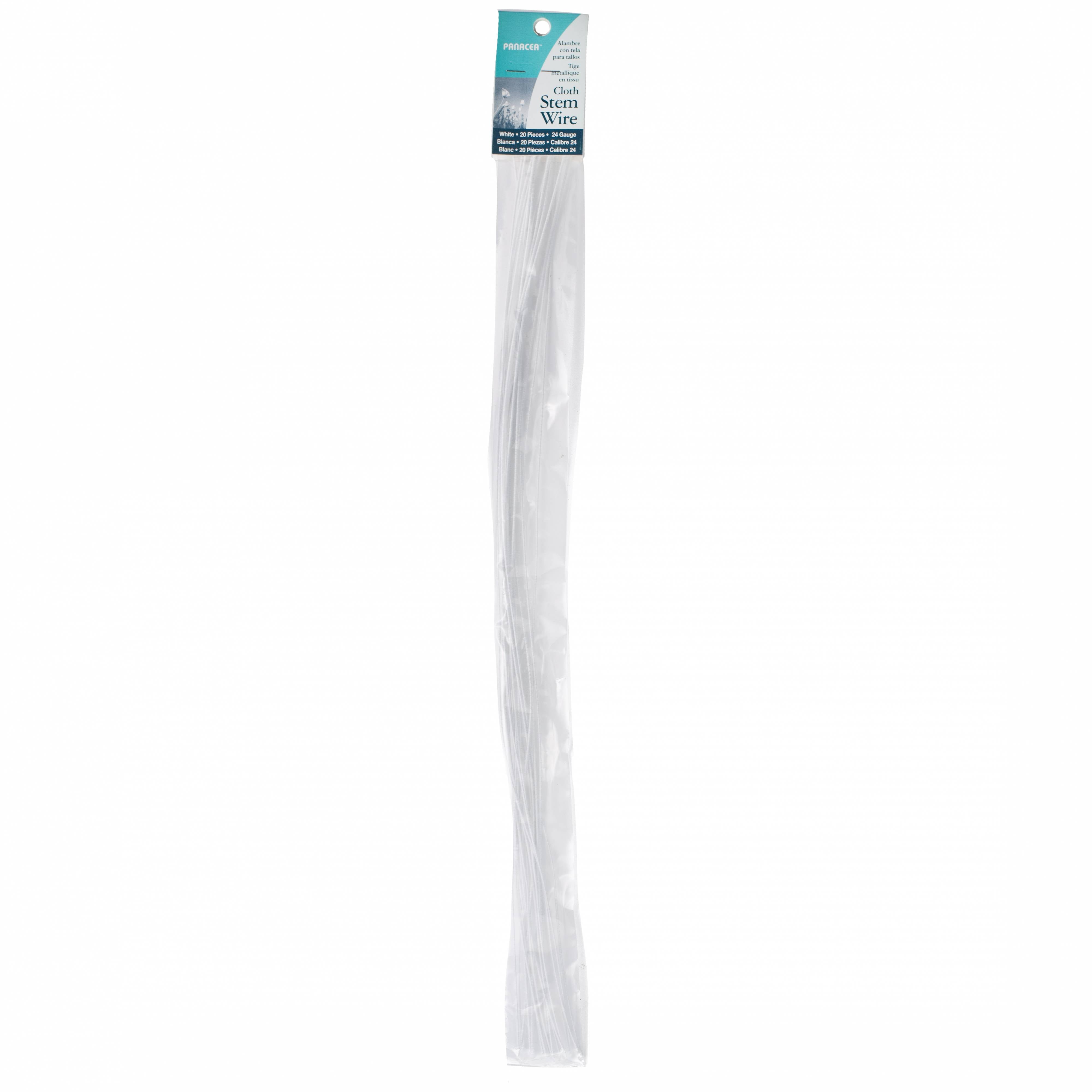 18" Cloth Stem Wire: White (20 Pcs)