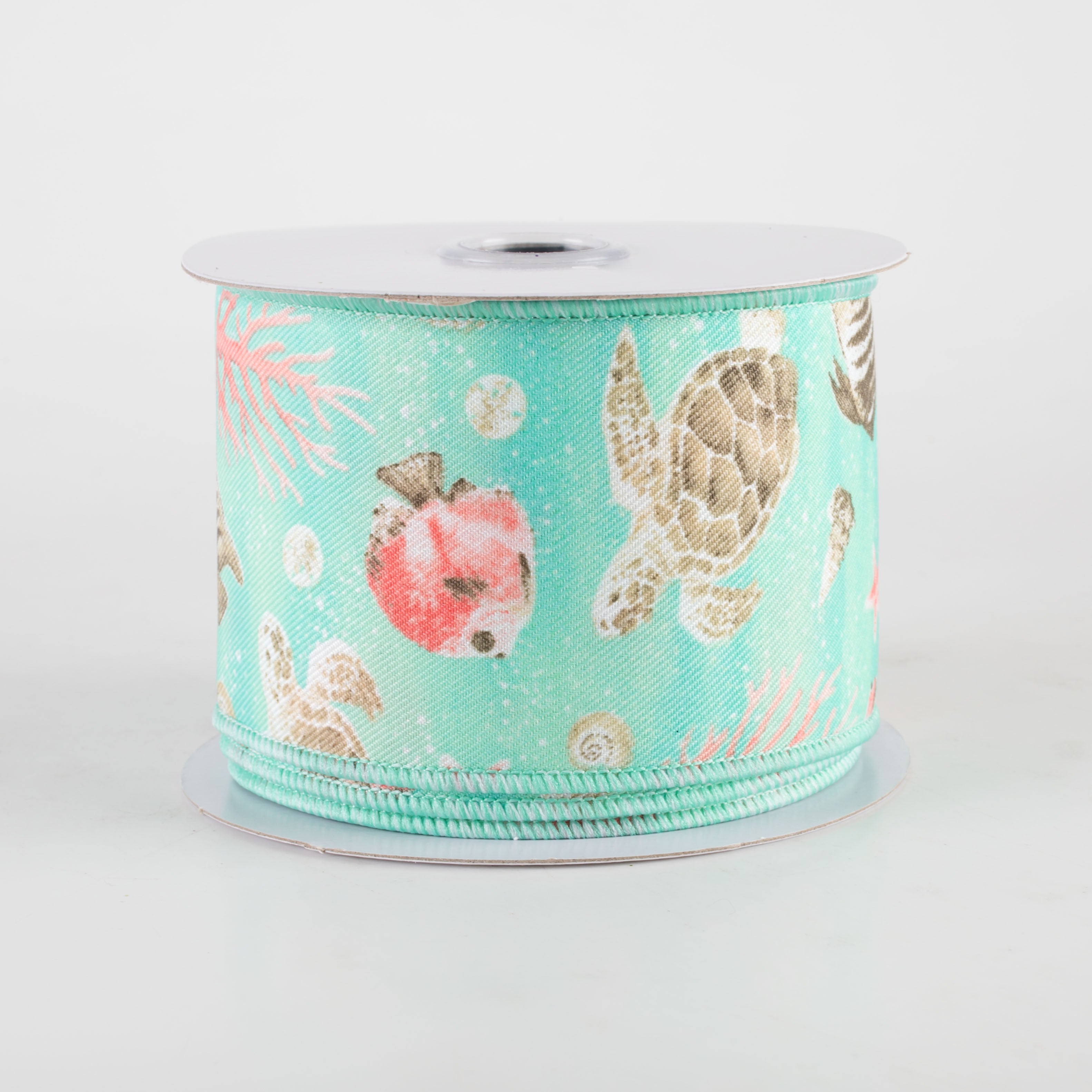 2.5" Coastal Ocean Life Ribbon: Seafoam Blue Green (10 Yards)