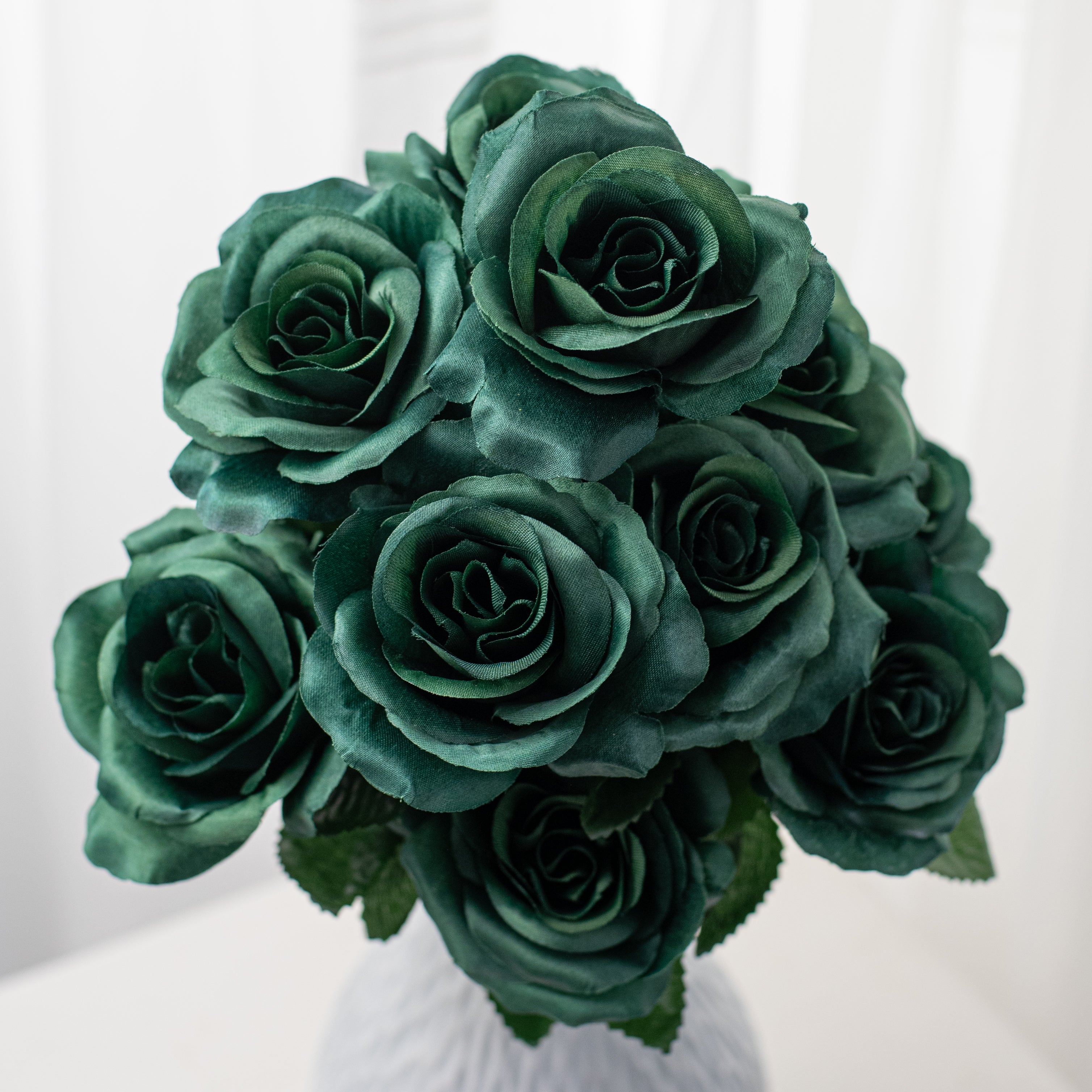 17" Colorfast Lillian Open Rose Bush (12): Emerald Green