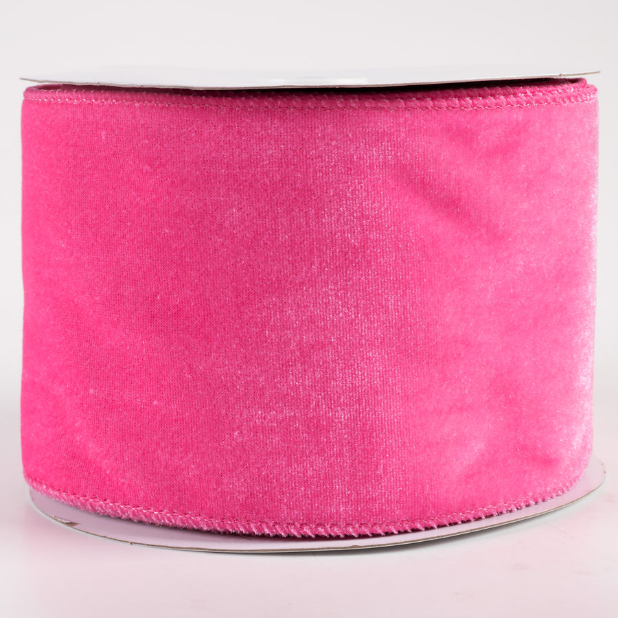 4" Deluxe Velvet Satin Backing Ribbon: Hot Pink (10 Yards)