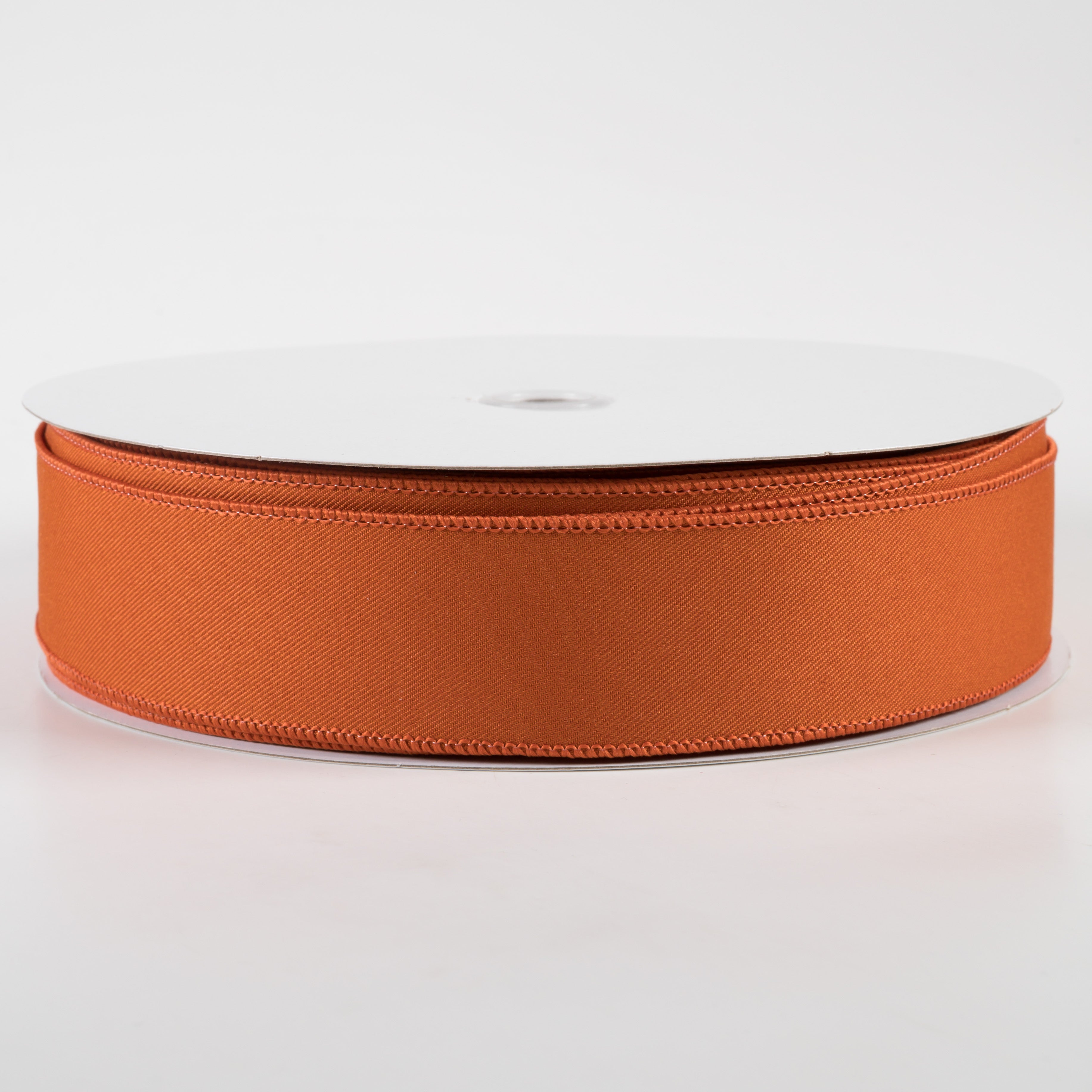 1.5" Diagonal Weave Fabric Ribbon: Autumn Orange (50 Yards)