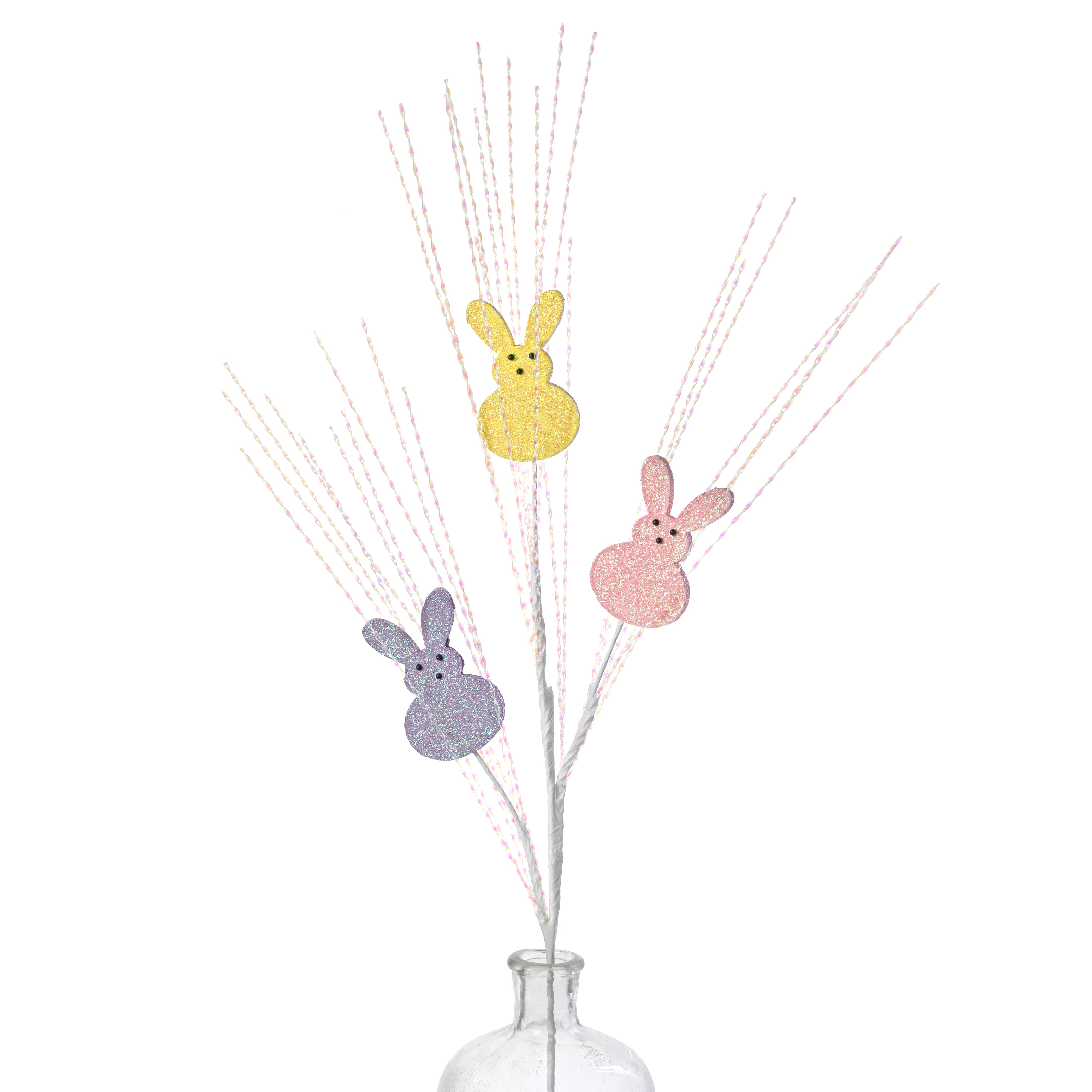29" Marshmallow Easter Bunny Spray: Iridescent Pastel