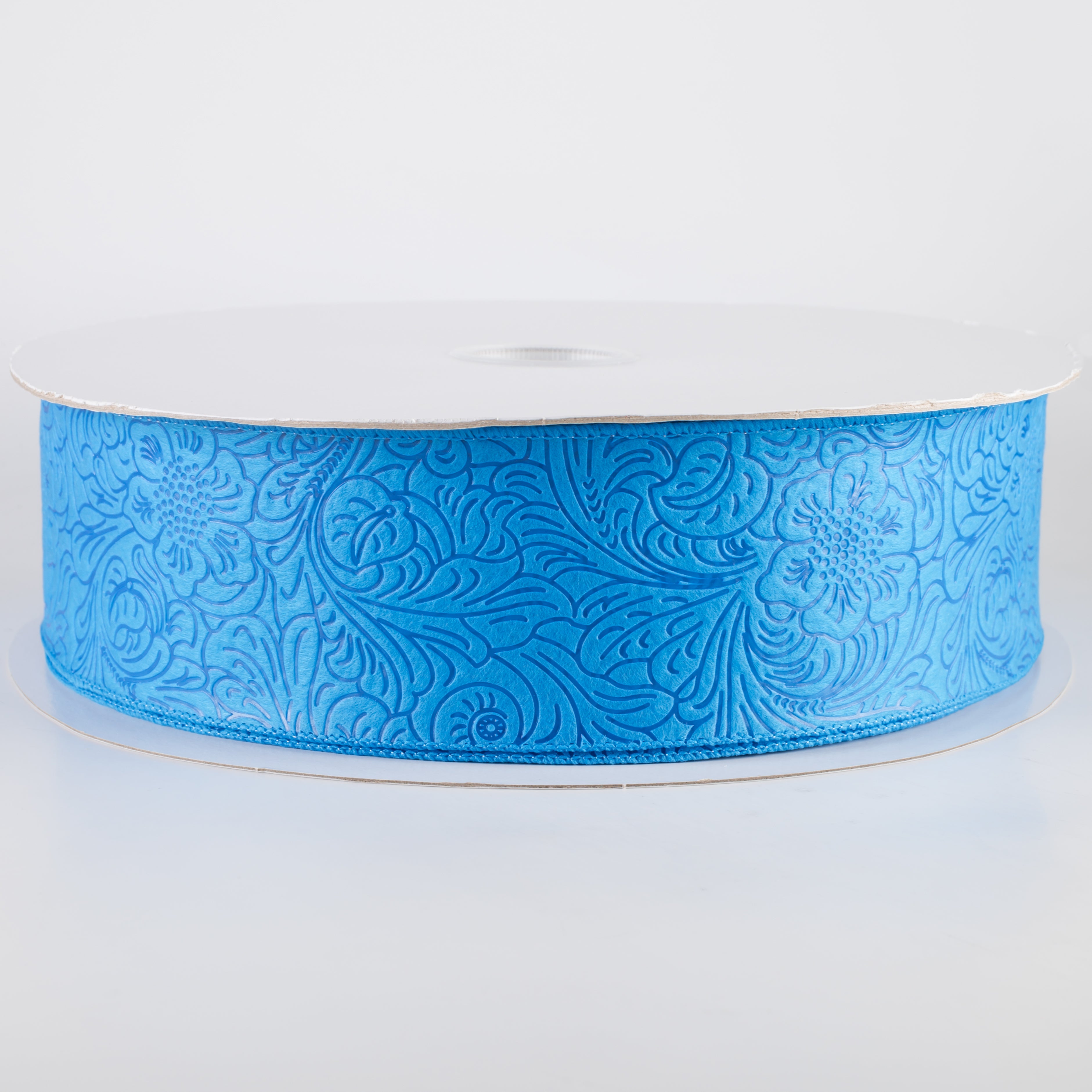 2.5" Embossed Flower Breeze Ribbon: Turquoise Blue (50 Yards)