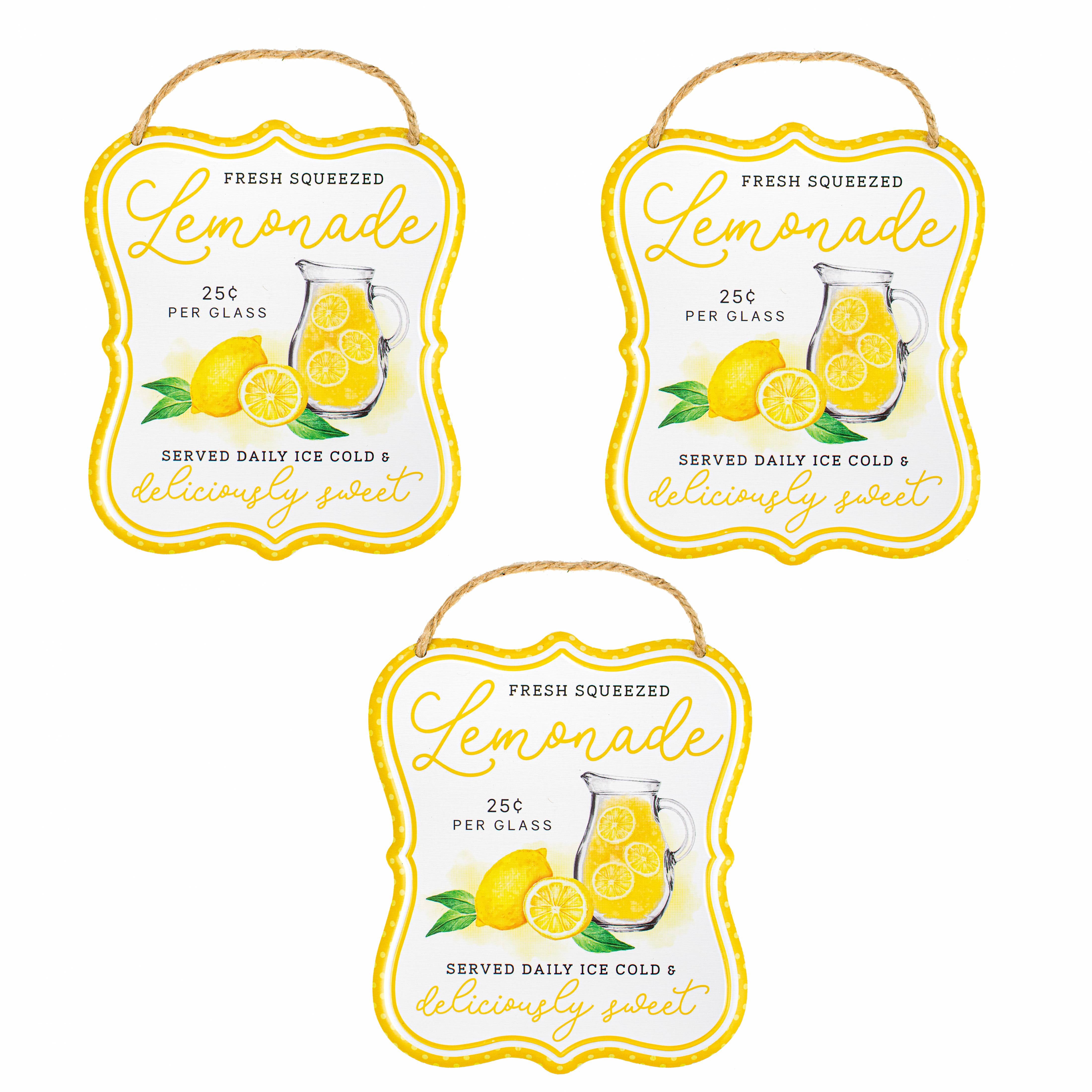 7" Embossed Lemonade Metal Signs (3)