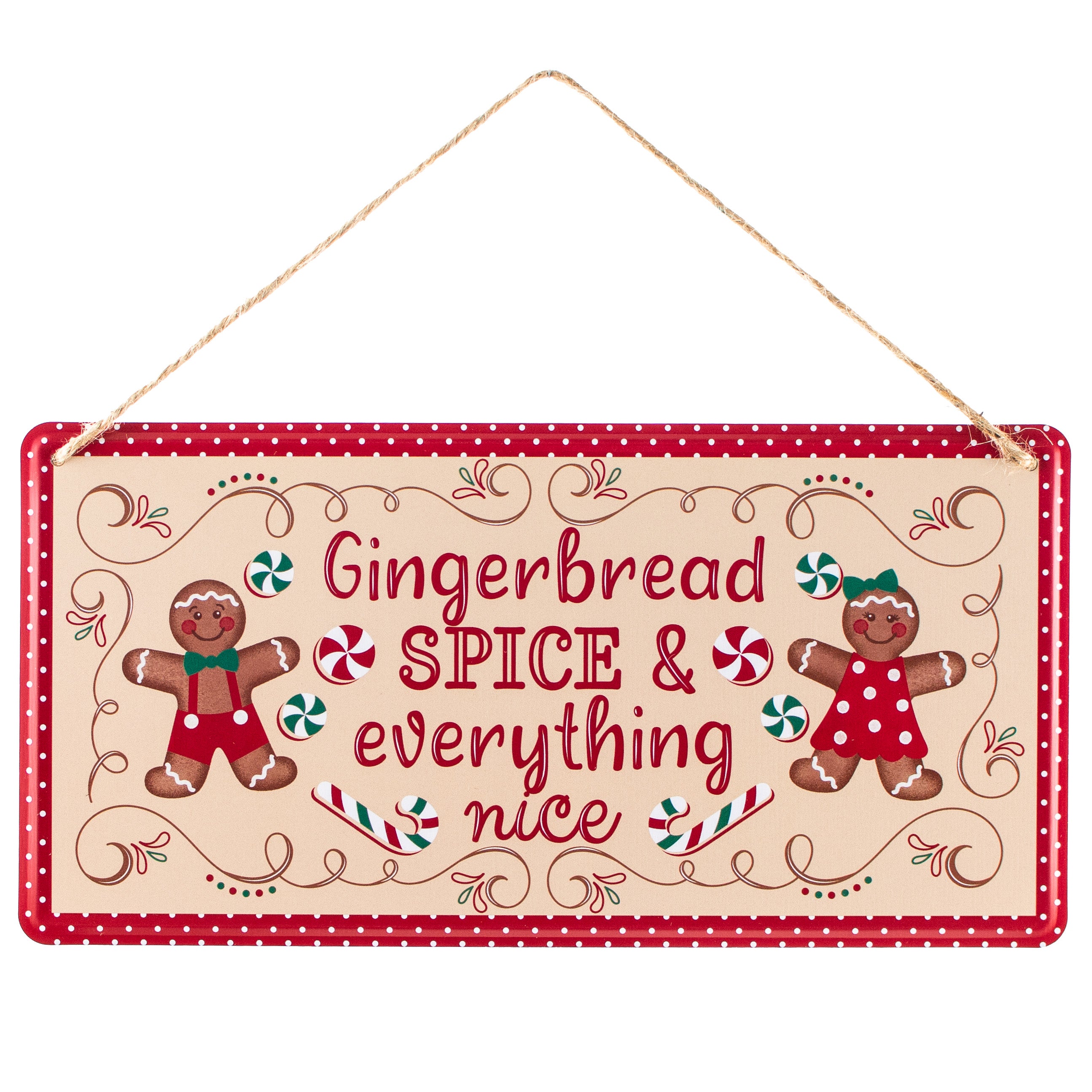 12" Embossed Metal Sign: Gingerbread Spice Nice