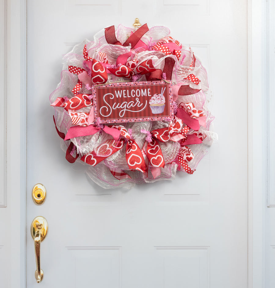 12" Embossed Metal Welcome Sugar Cupcake Sign