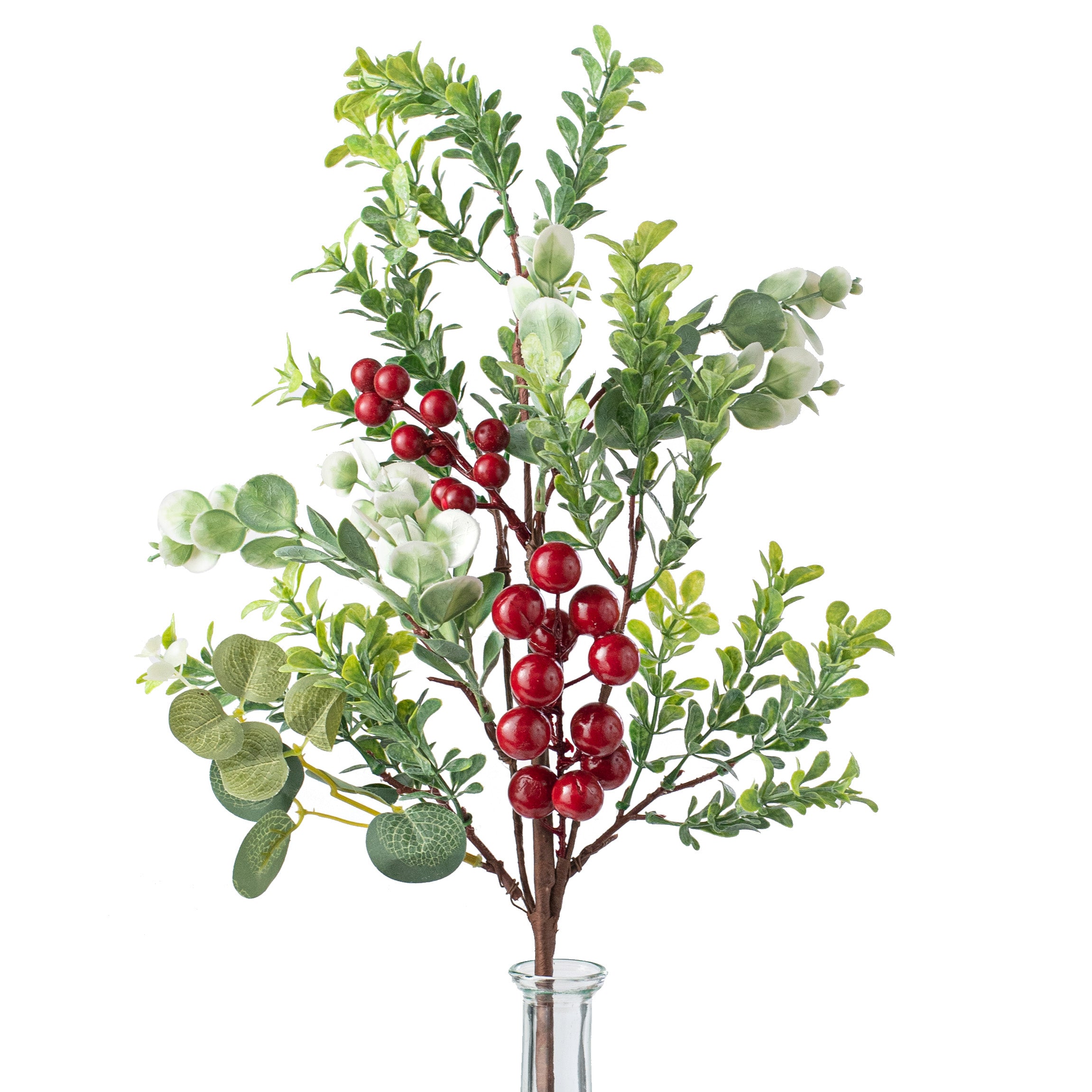 20" Eucalyptus Mix with Red Berries Bush