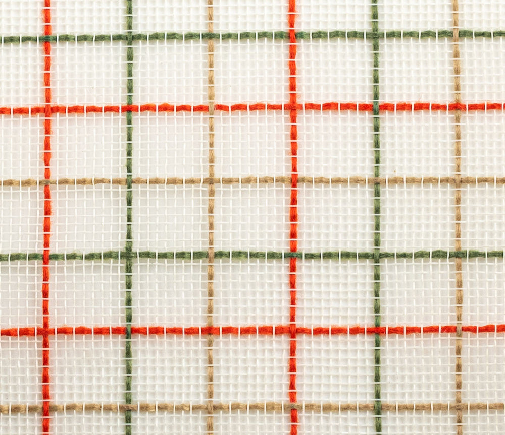 10" Fabric Fine Weave Check Mesh: Cream with Natural, Orange & Moss