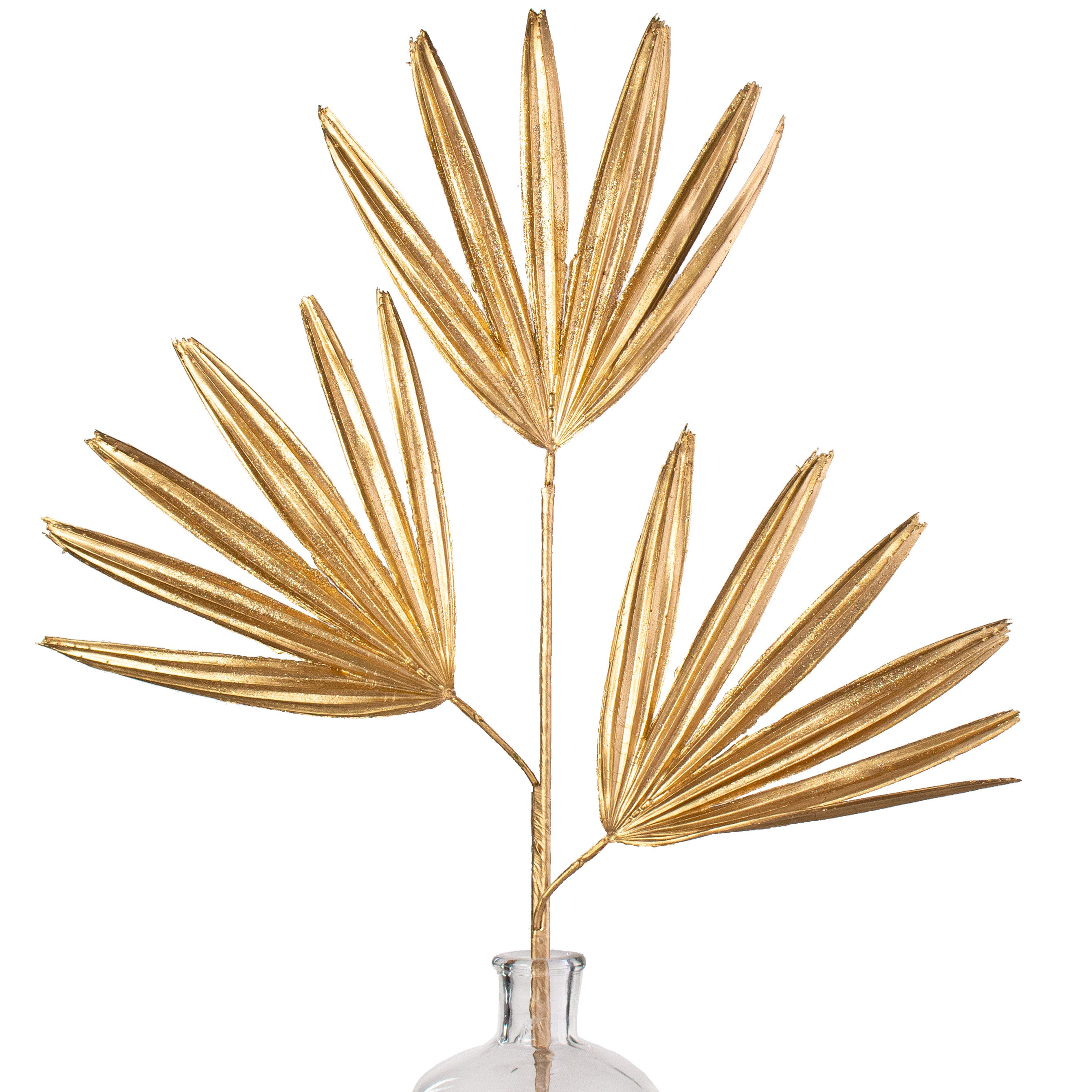 30" Fan Palm Spray: Gold