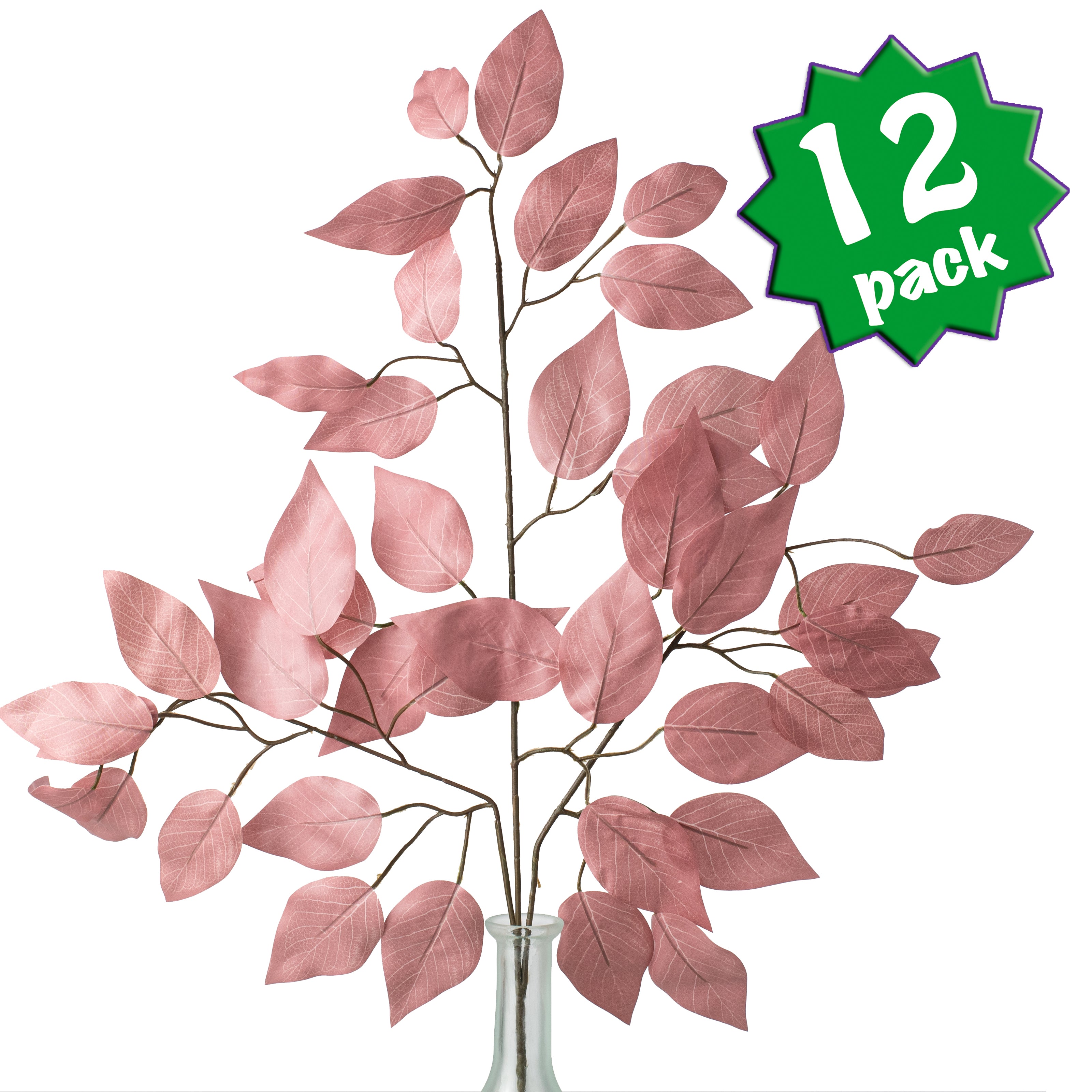 23" Ficus Leaf Spray: Rose Pink (12)