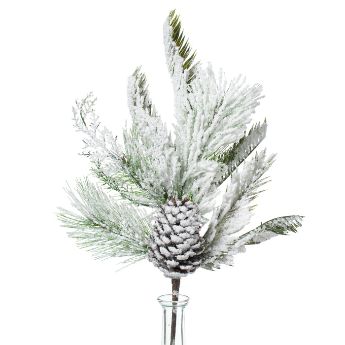 18" Flocked Pine Pick