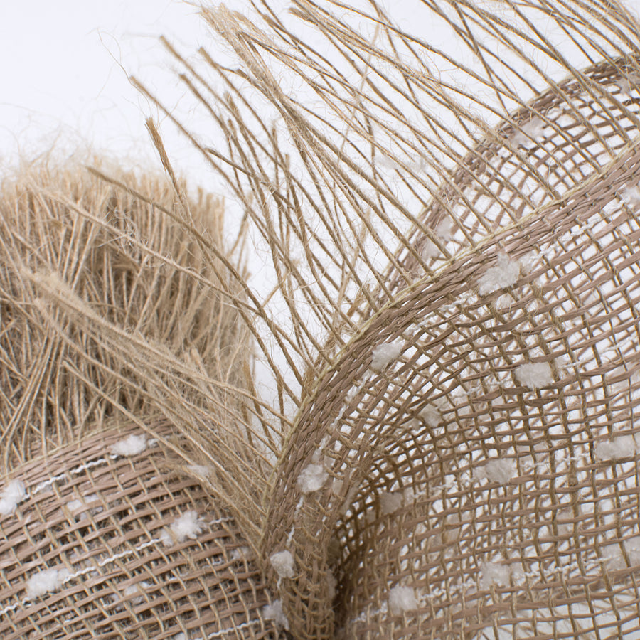 10" Frayed Edge Snowball Poly Jute Mesh: Natural (10 Yards)