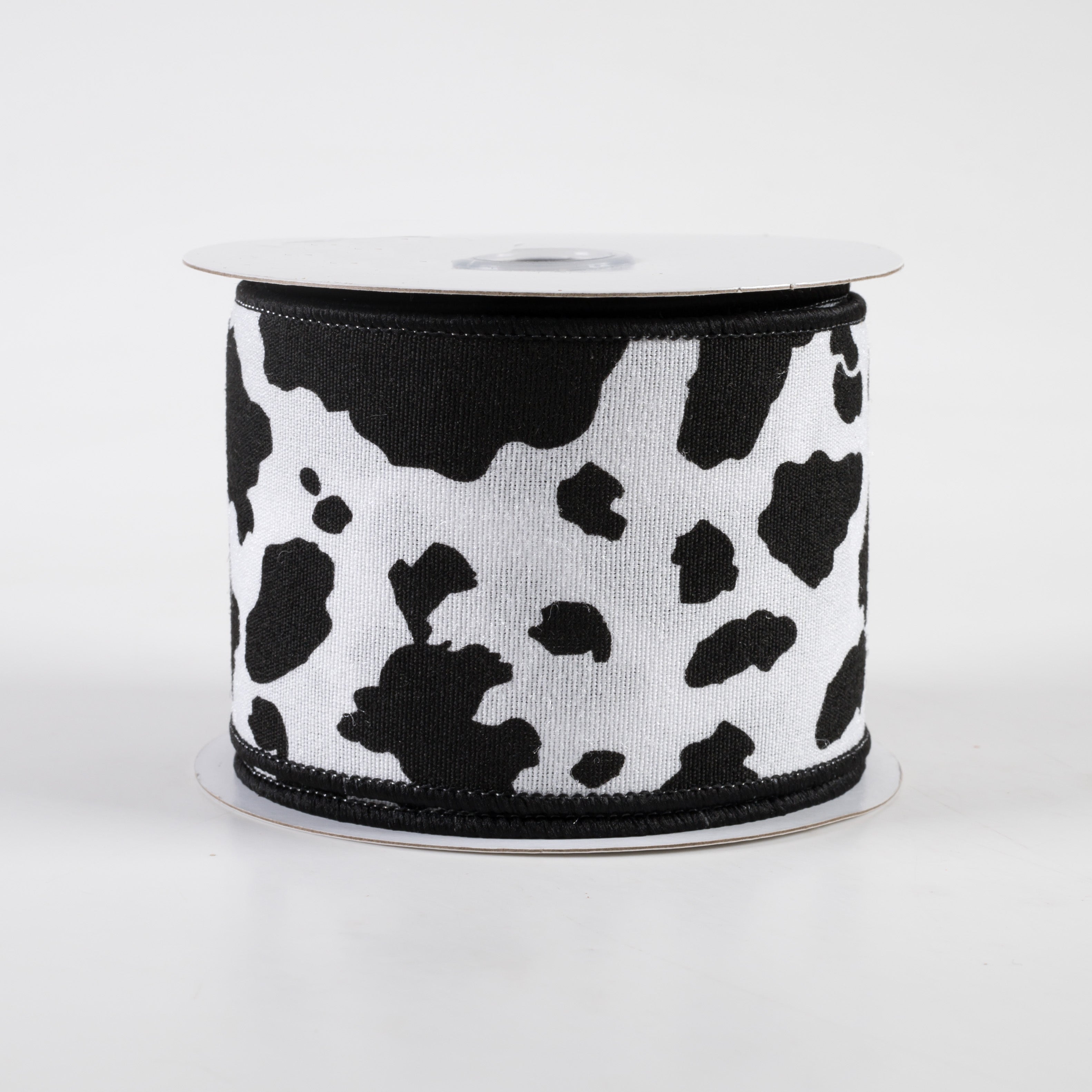 2.5" Fuzzy Cow Print Ribbon: White & Black (10 Yards)