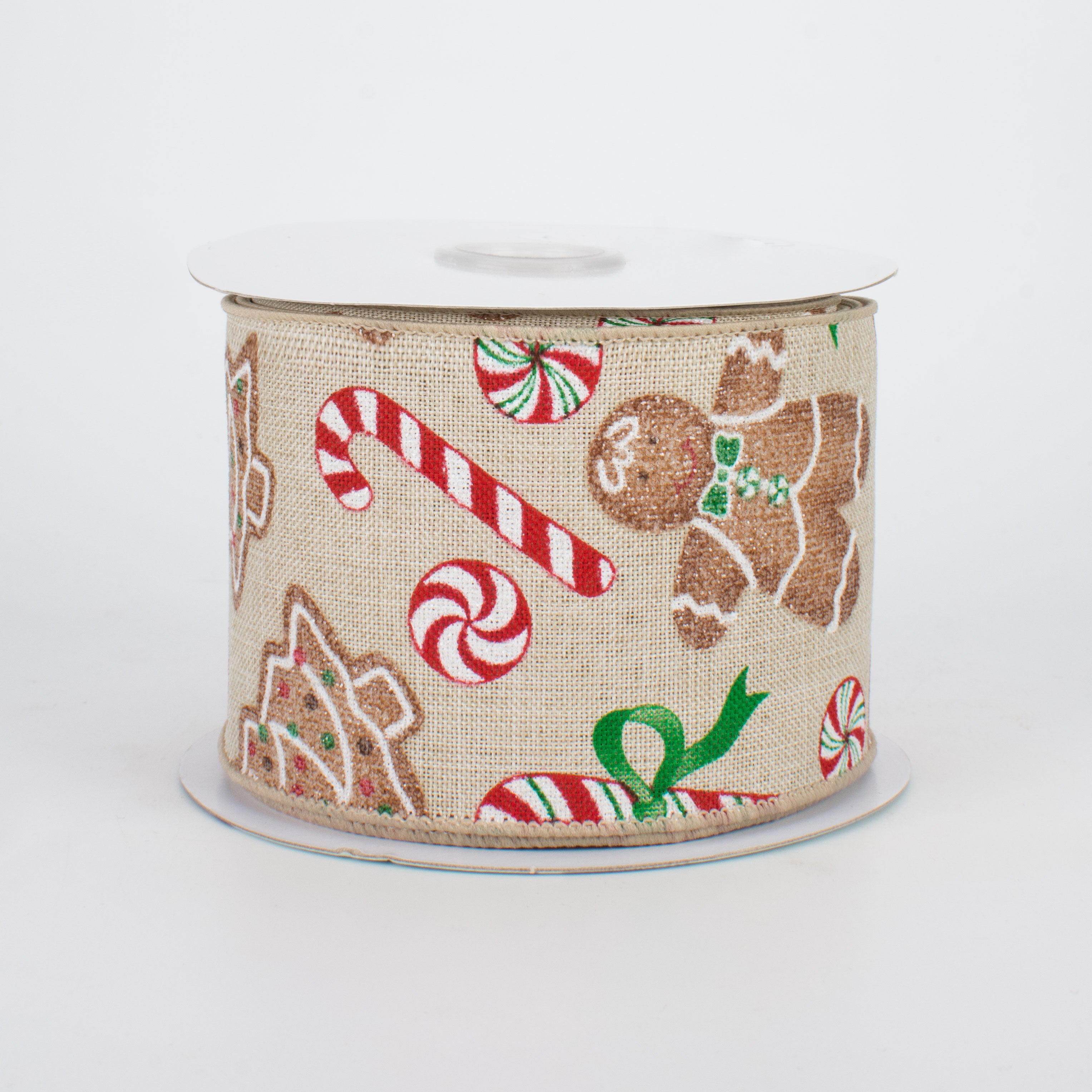 2.5" Gingerbread With Candy Ribbon: Natural (10 Yards)