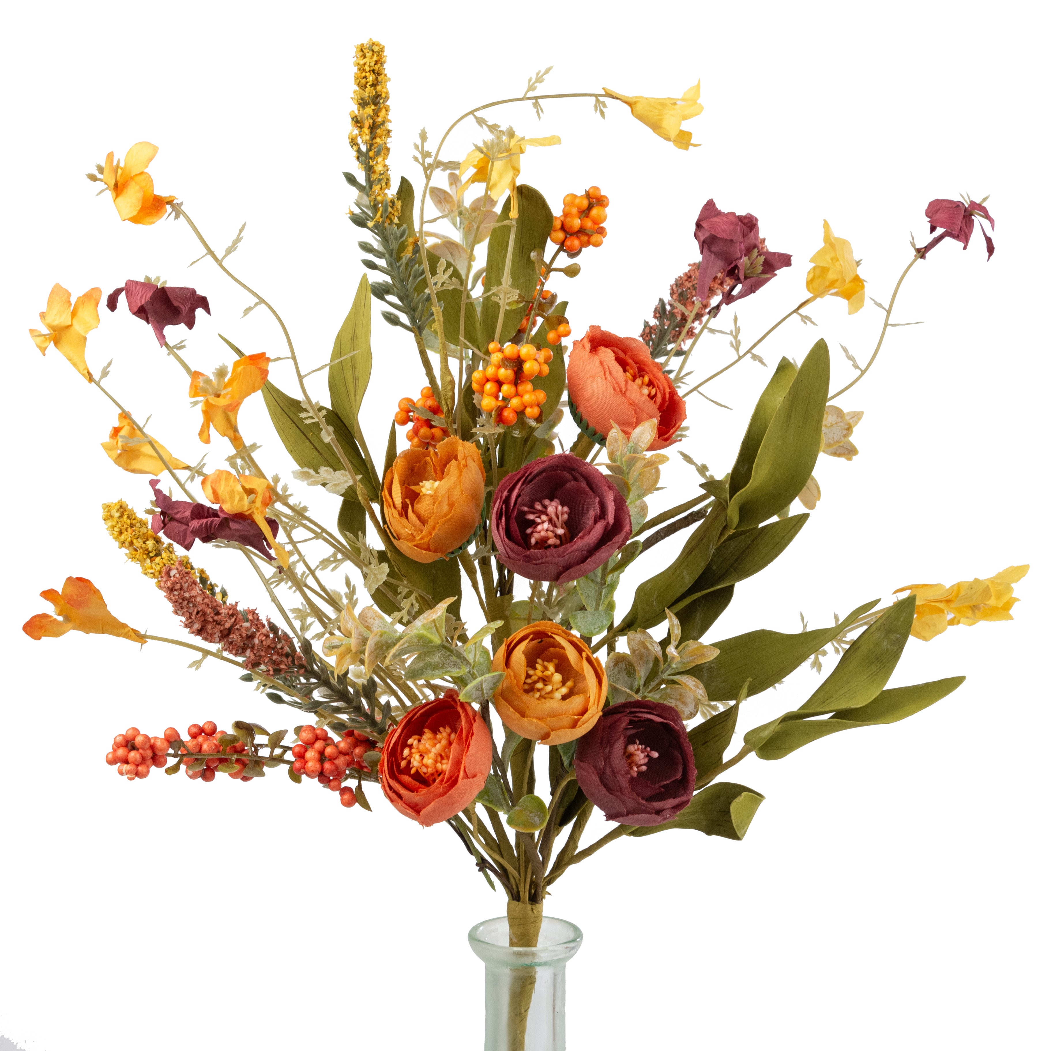 17" Ranunculus Mixed Floral Bush: Fall