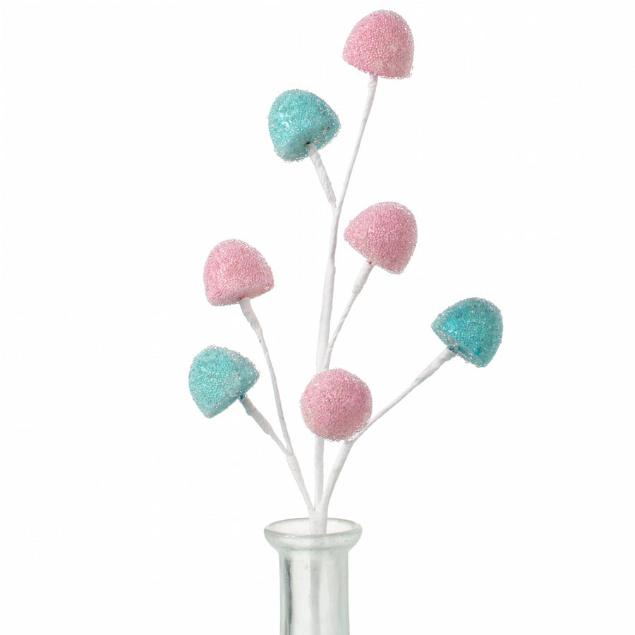 11" Glass Bead Gumdrops Pick: Pink & Blue