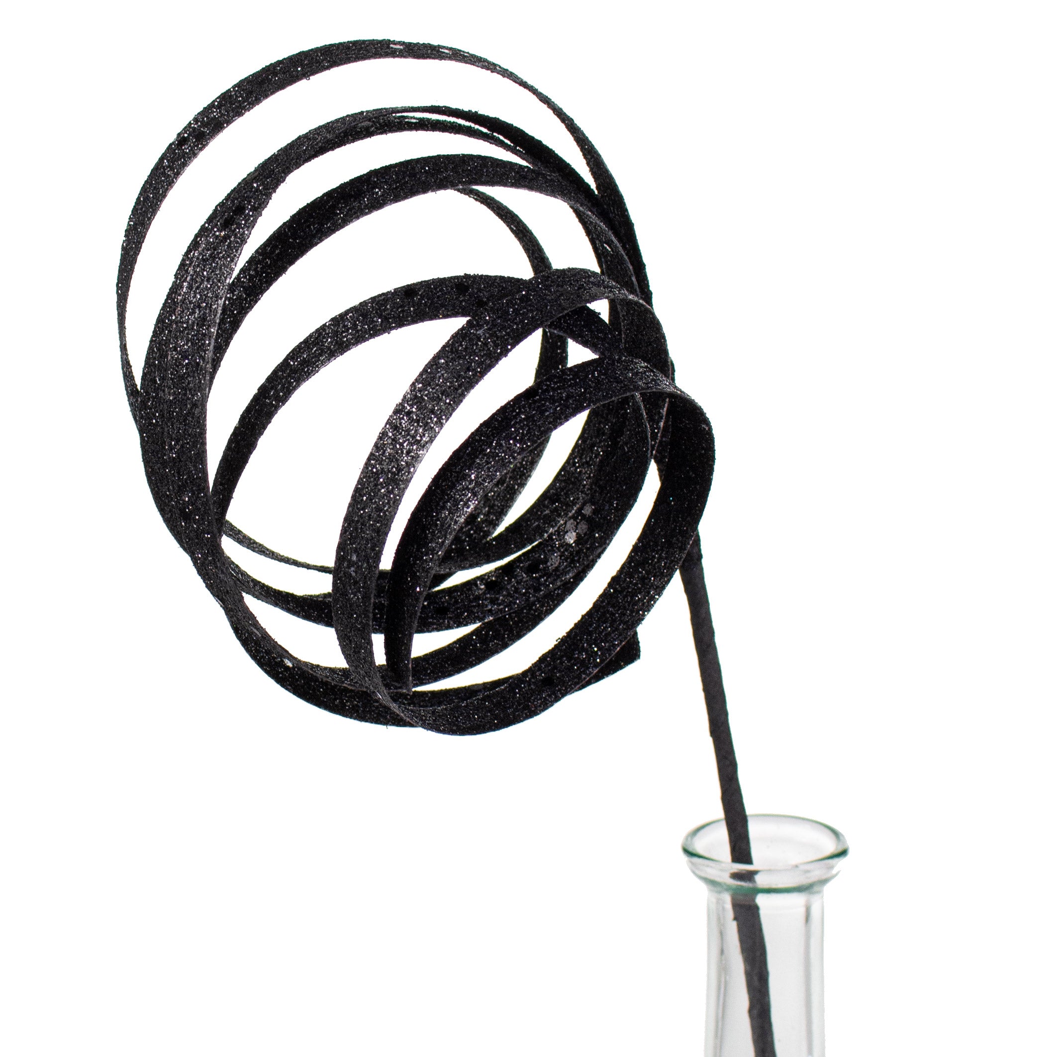 25" Glitter Spiral Ribbon Spray: Black