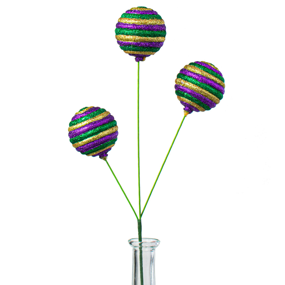 16" Glitter Stripe Ball Pick: Mardi Gras