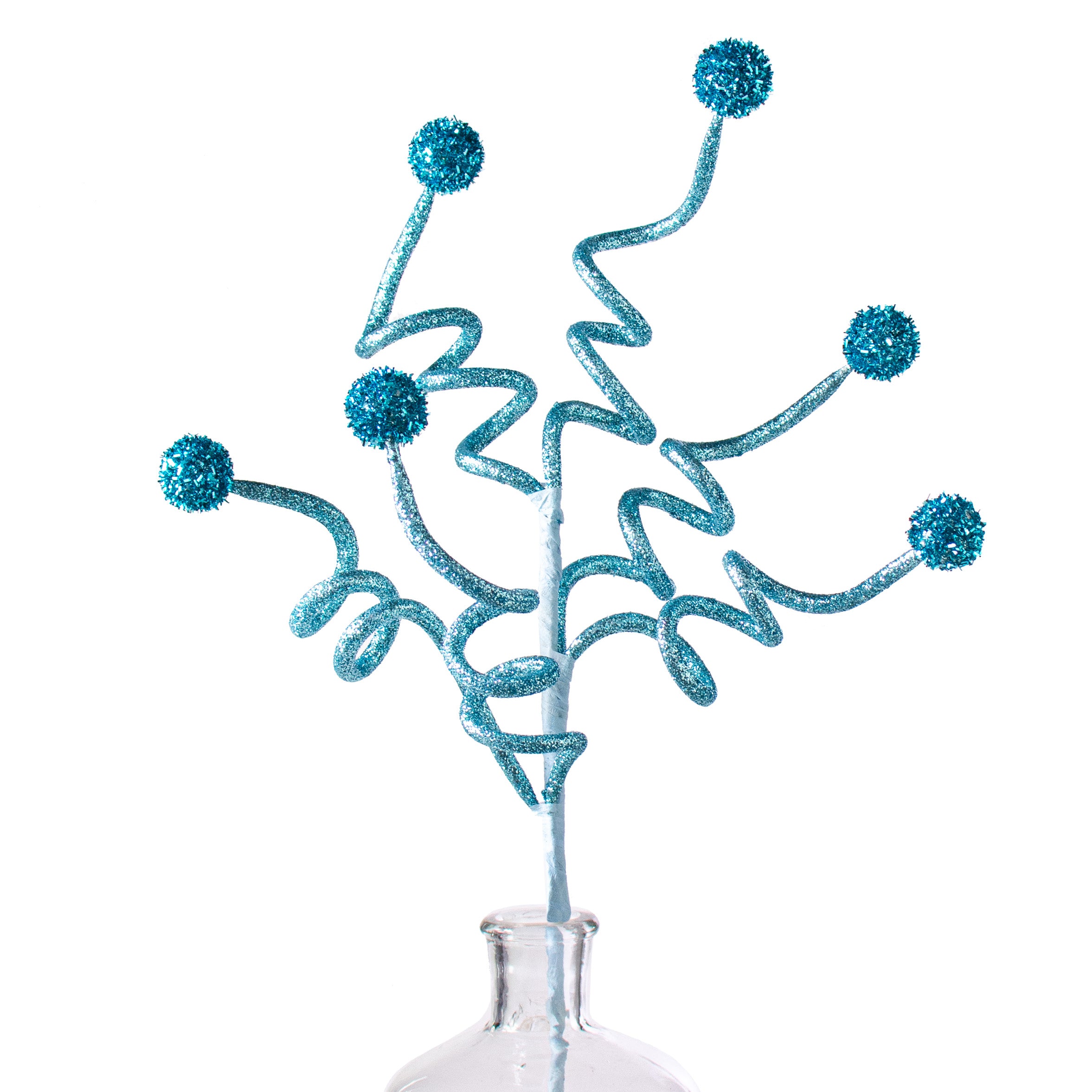 29" Glitter Swirl Ball Ornament Spray: Light Blue