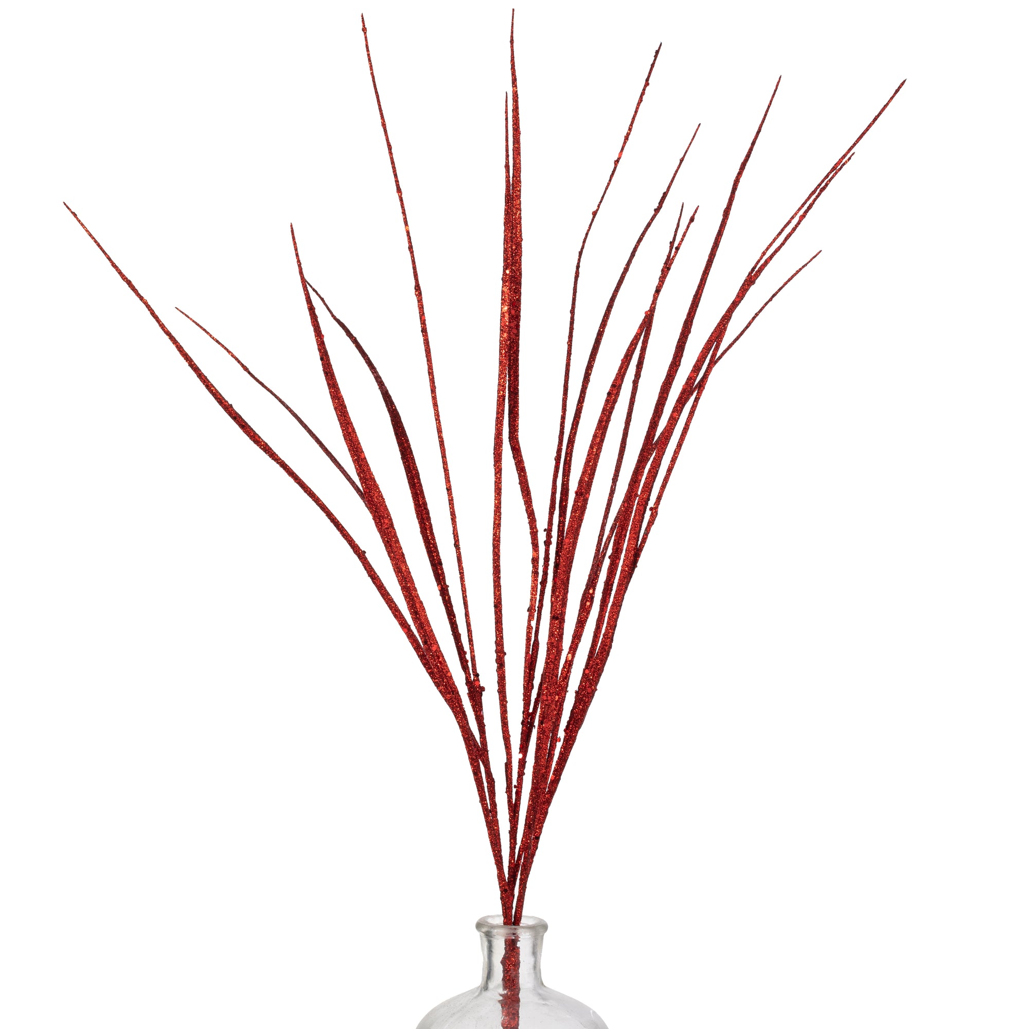 32" Glitter Sword Grass Spray: Red