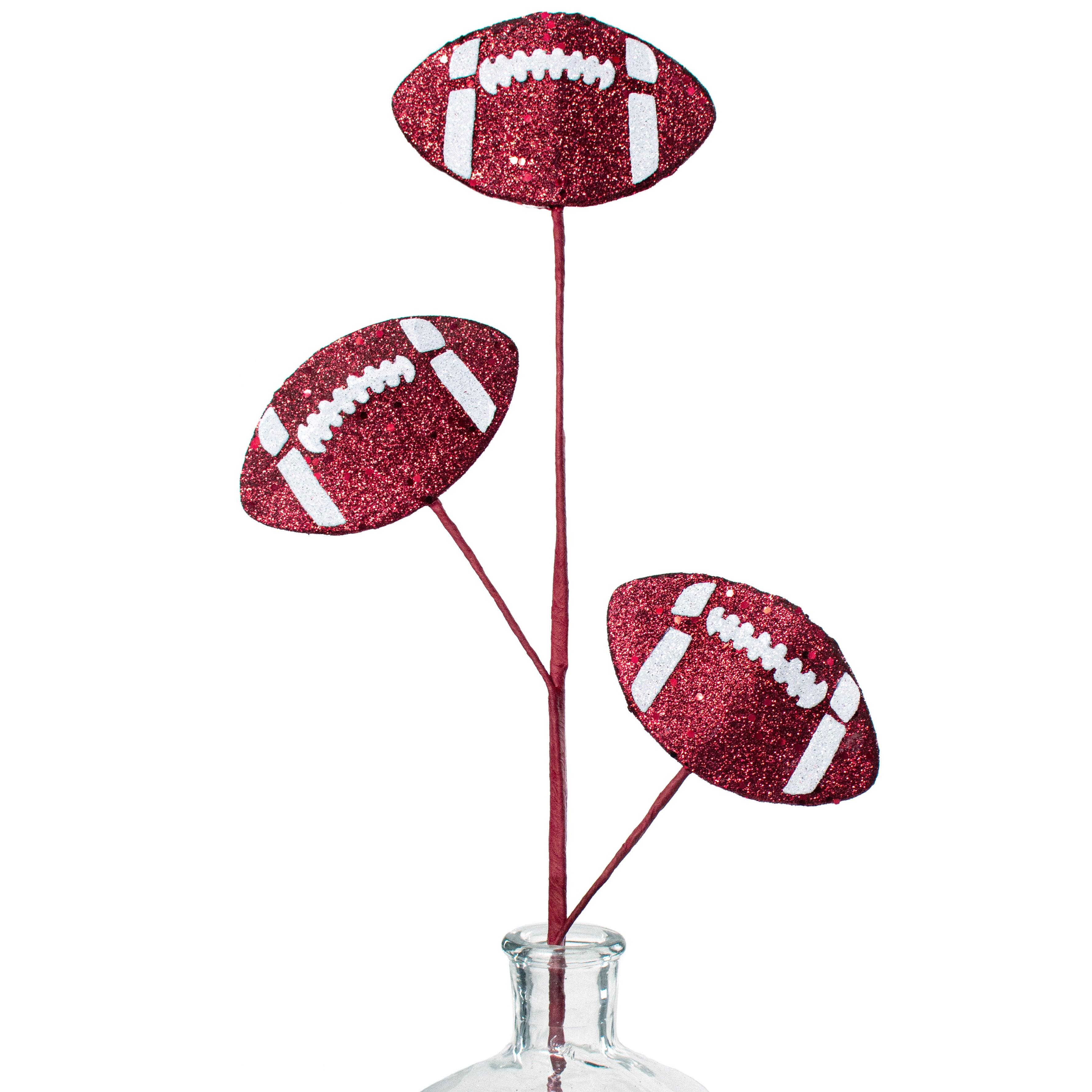 24" Glitter Triple Football Pick: Maroon & White