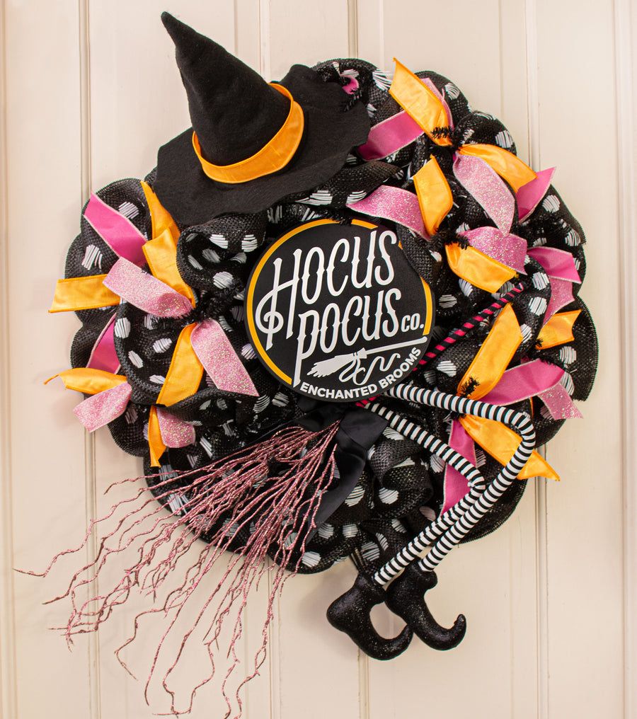 24" Glitter Twig Broom: Fuchsia & Black