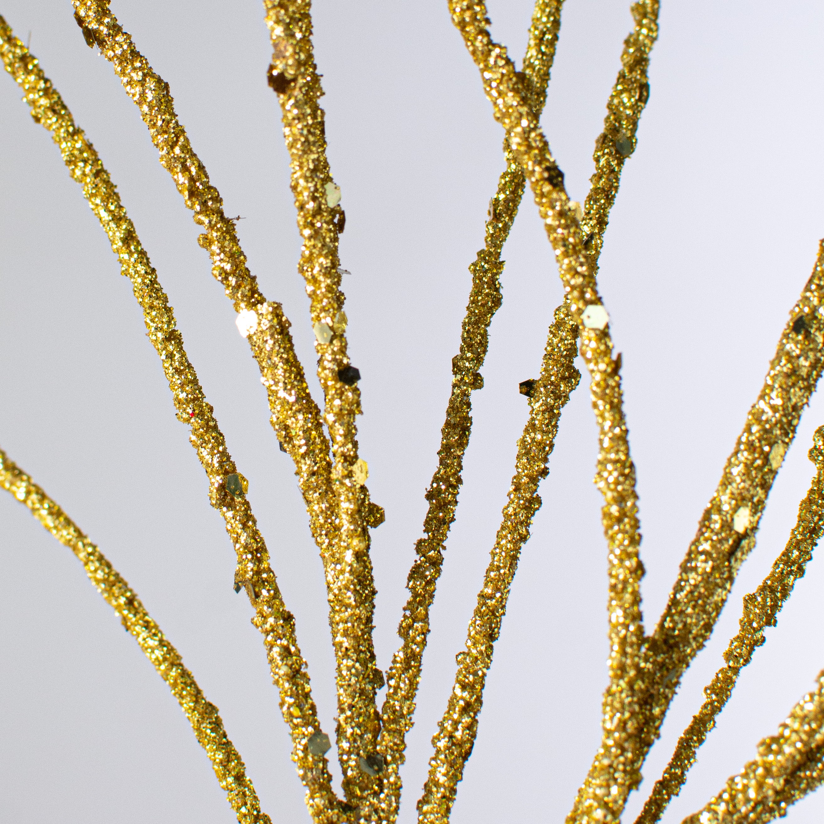 30" Glitter Twig Spray: Gold