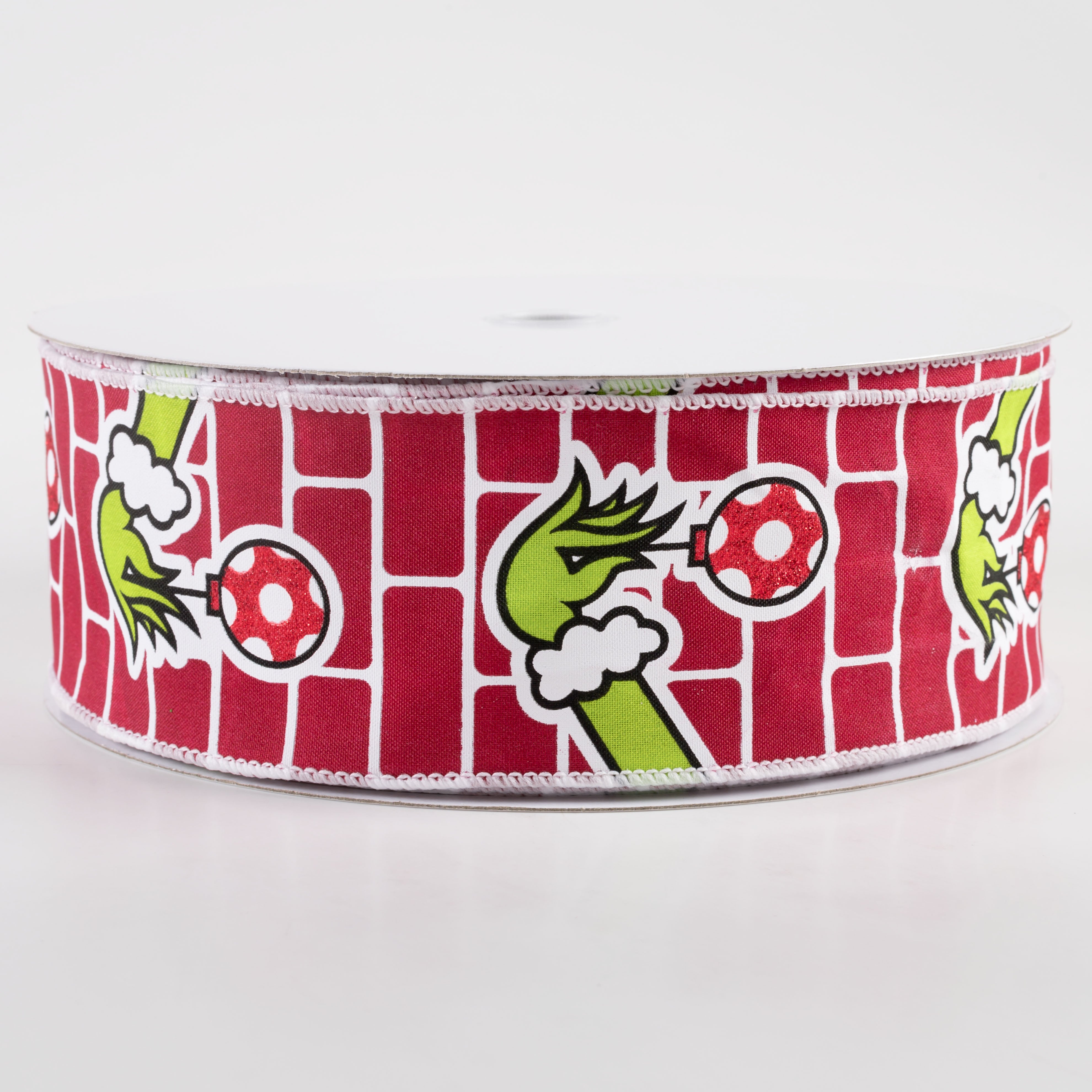 2.5" Green Monster Hand on Bricks Ribbon (50 Yards)