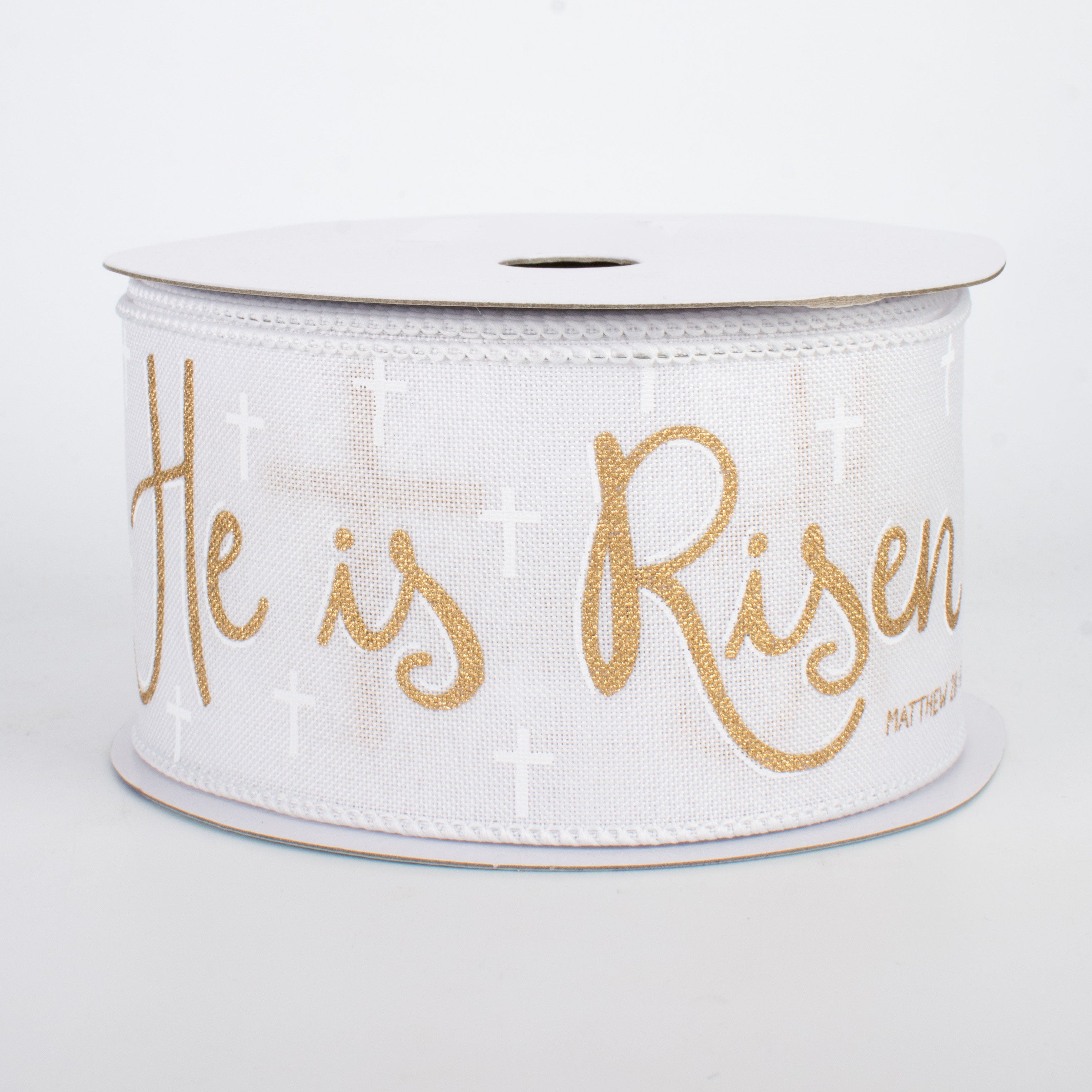 2.5" He Is Risen Ribbon: White (10 Yards)