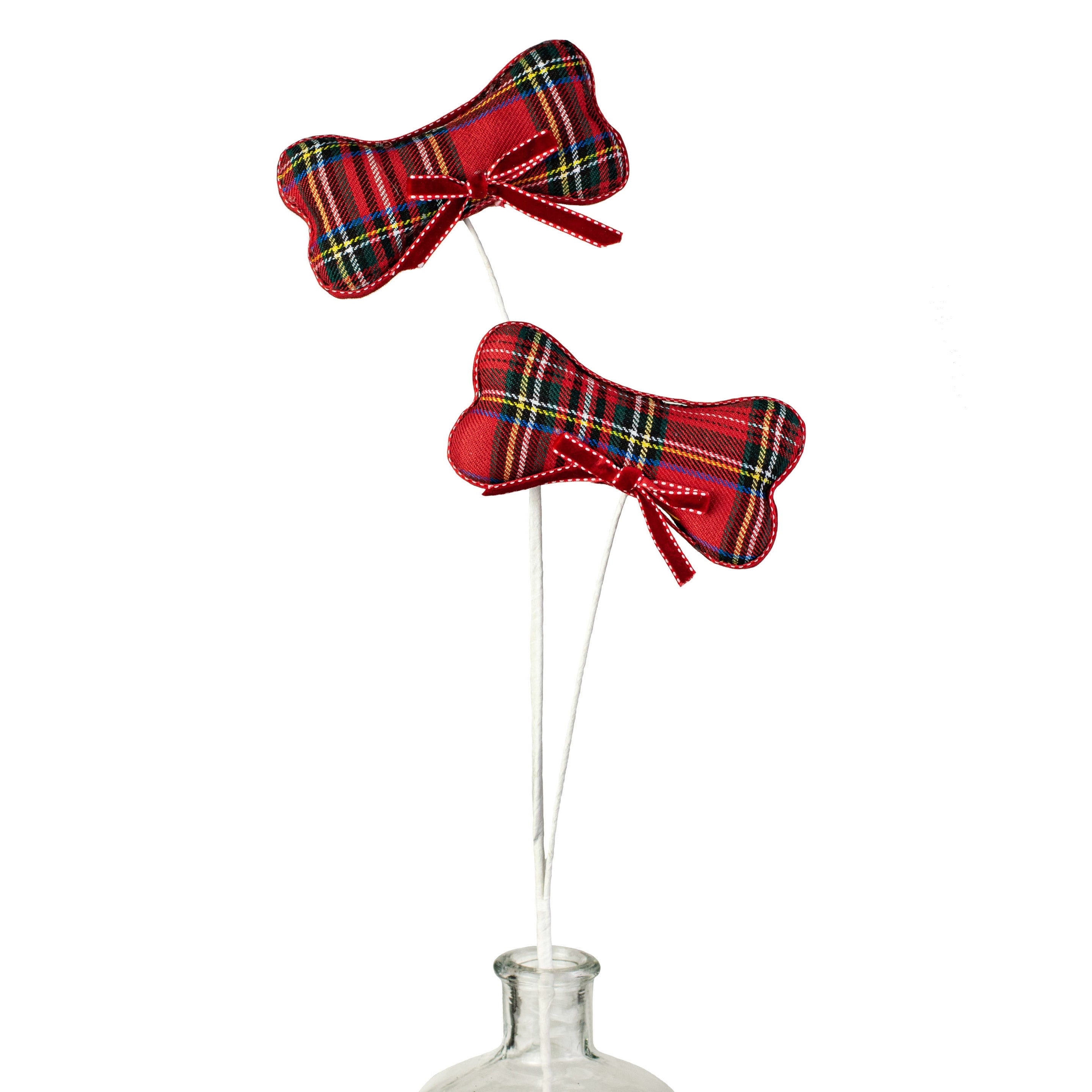 26" Holiday Tartan Plaid Dog Bone Spray