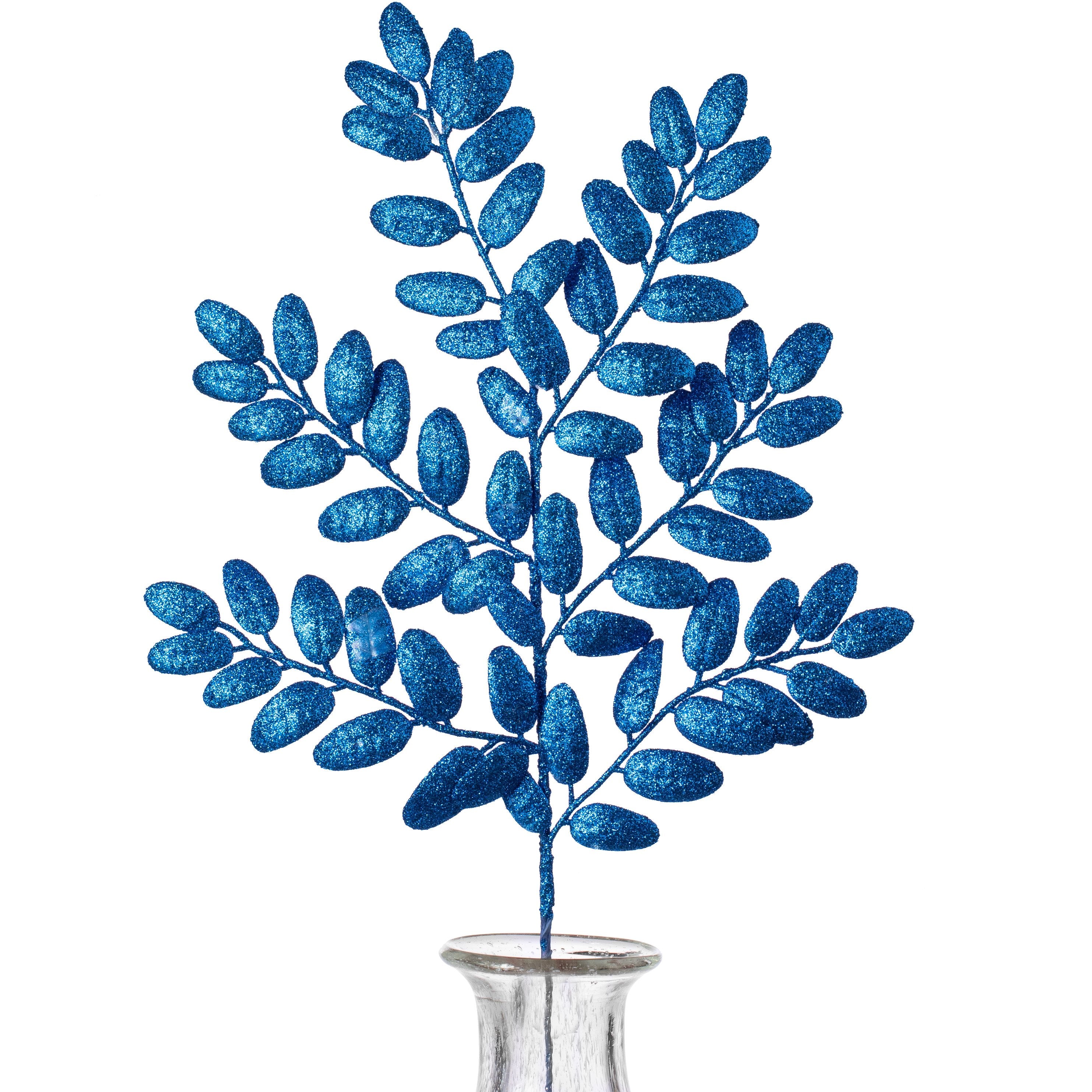 22" Honey Locust Leaf Glitter Spray: Royal Blue