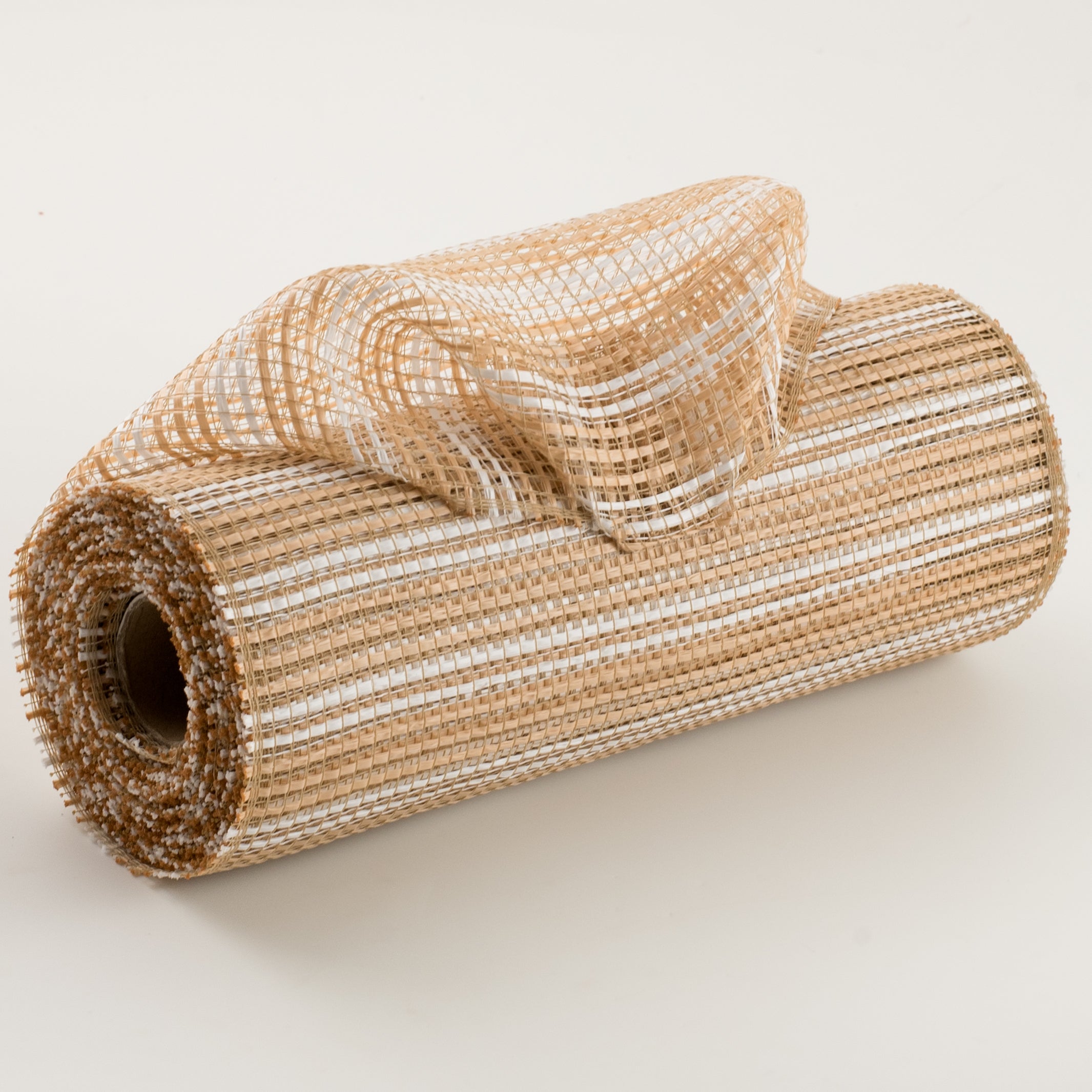 10" Horizontal Wide Strip Mesh: Natural & White